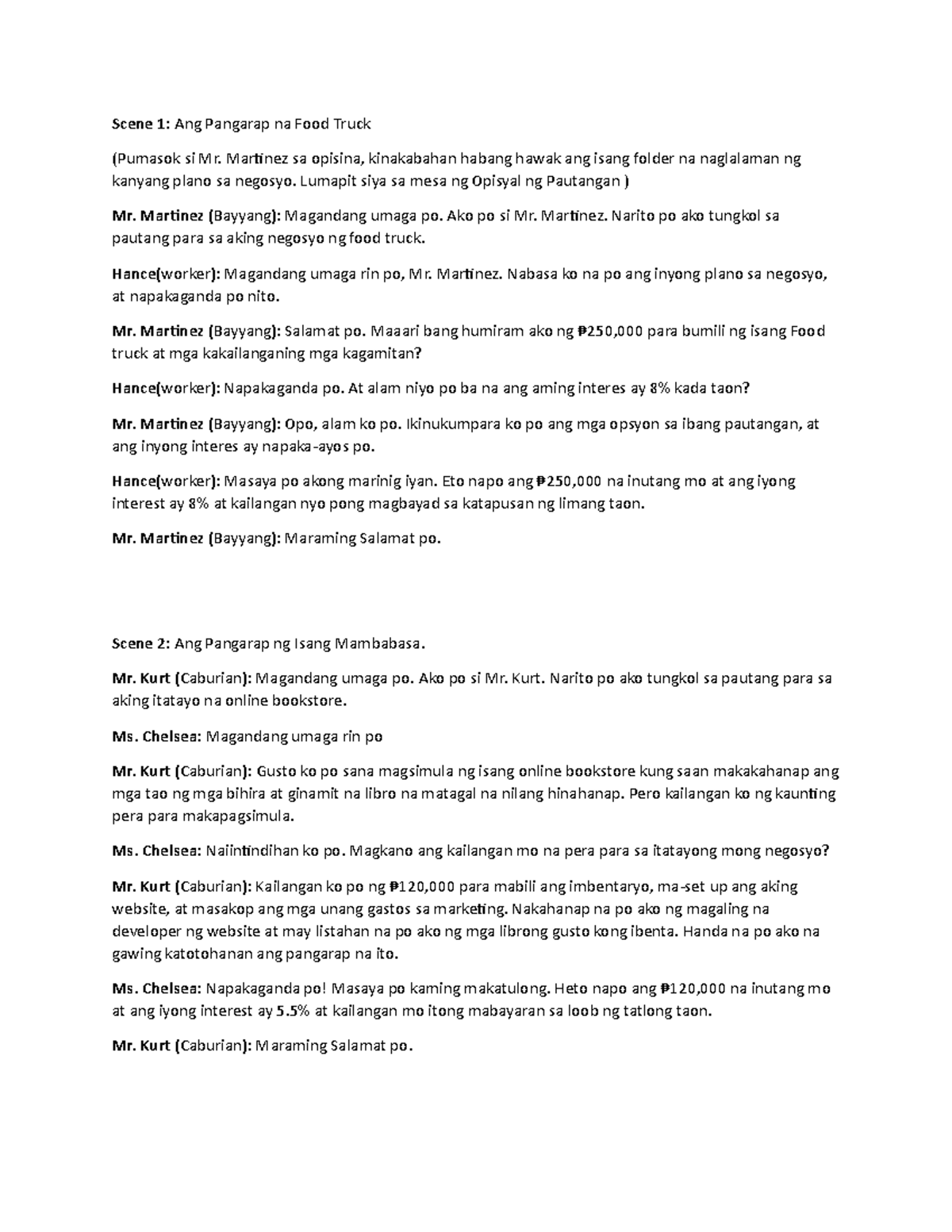 Gen Math script - kemi - Scene 1: Ang Pangarap na Food Truck (Pumasok ...