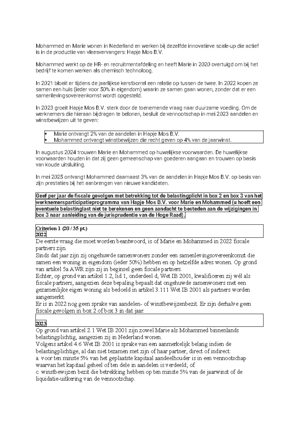 Toets niet winst: Fiscale Gevolgen voor Marie en Mohammed bij Hapje Mos ...