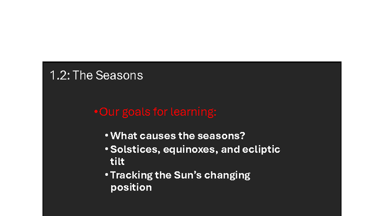 Seasons (1.2): Understanding Causes, Solstices, and Equinoxes - Studocu