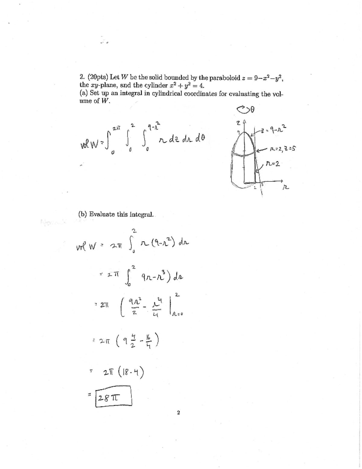 MIT 18.022F10 Final Exam Model – Volume of Solid W - Studocu