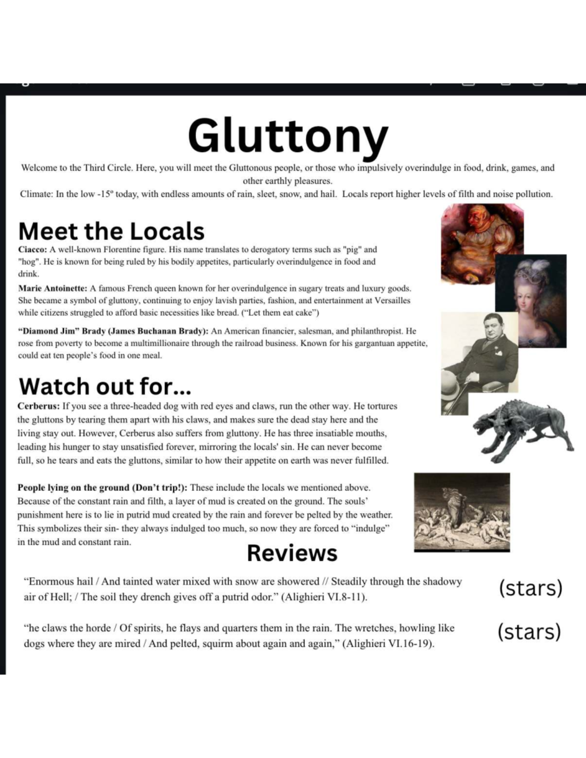 Gluttony: Exploring the Third Circle of Dante's Inferno - Studocu