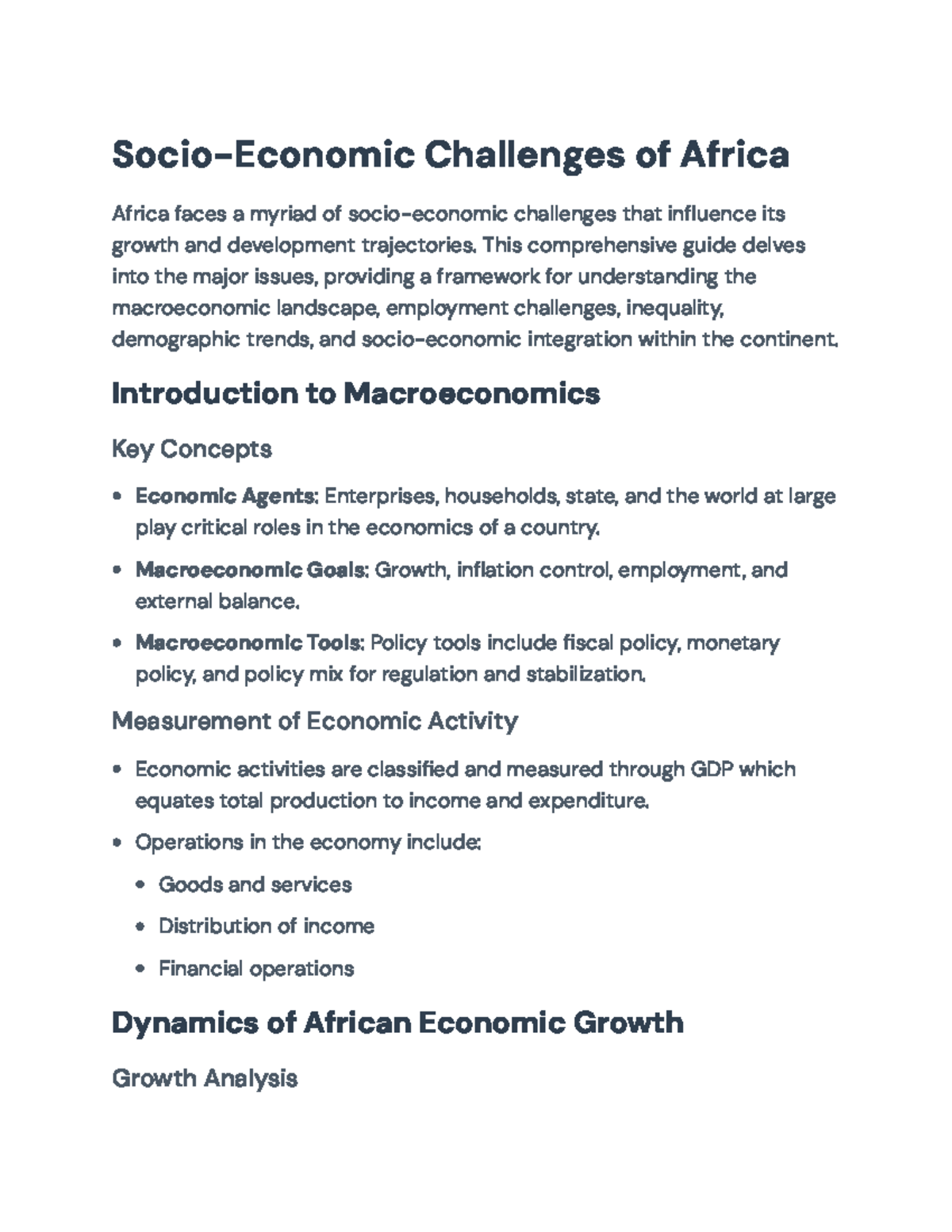 Understanding Africa's Socio-Economic Challenges and Opportunities ...