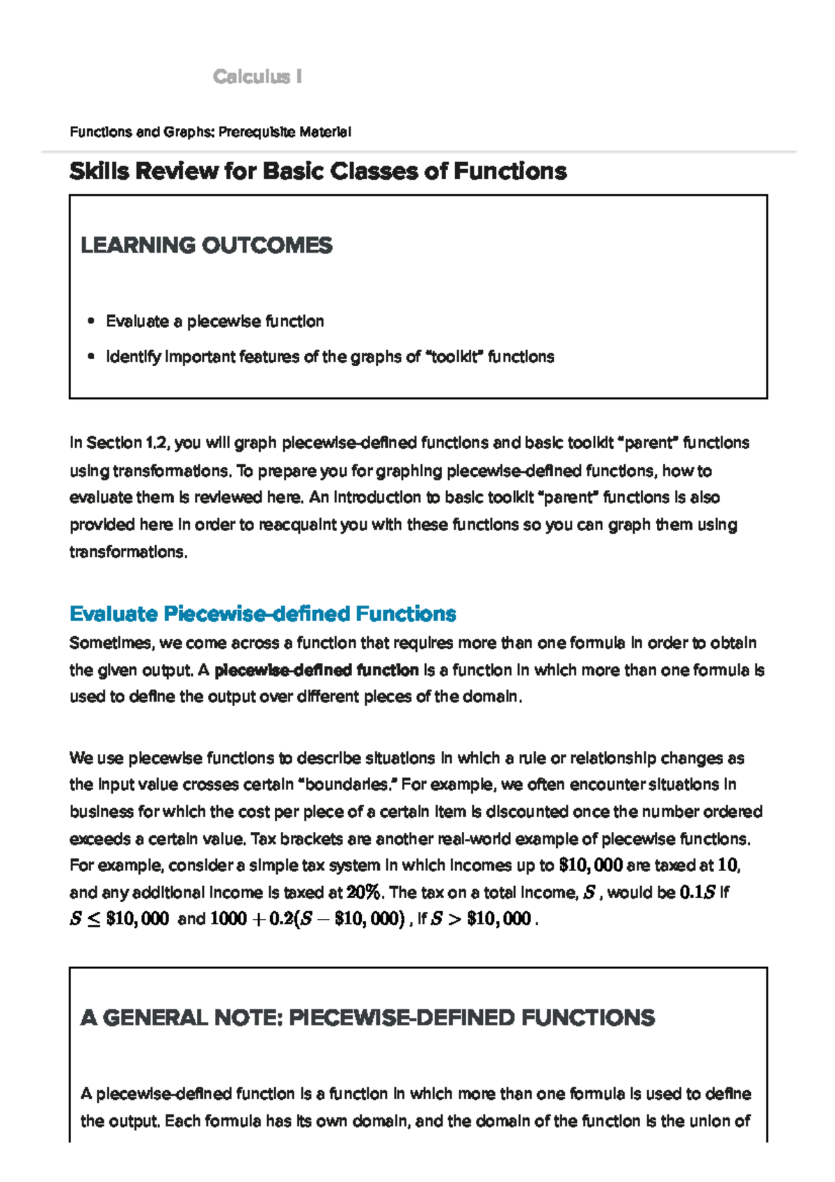 Calculus I Skills Review: Functions and Graphs Overview - Studocu