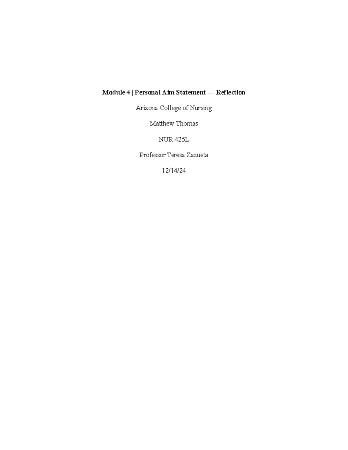 Module 4 Personal Aim Statement — Reflection - Module 4 | Personal Aim Statement — Reflection ...