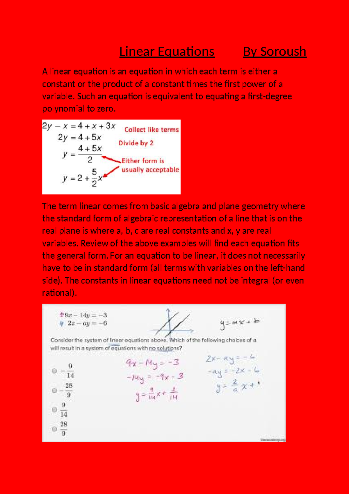 Linear Equations: Understanding Basics and Definitions - Studocu