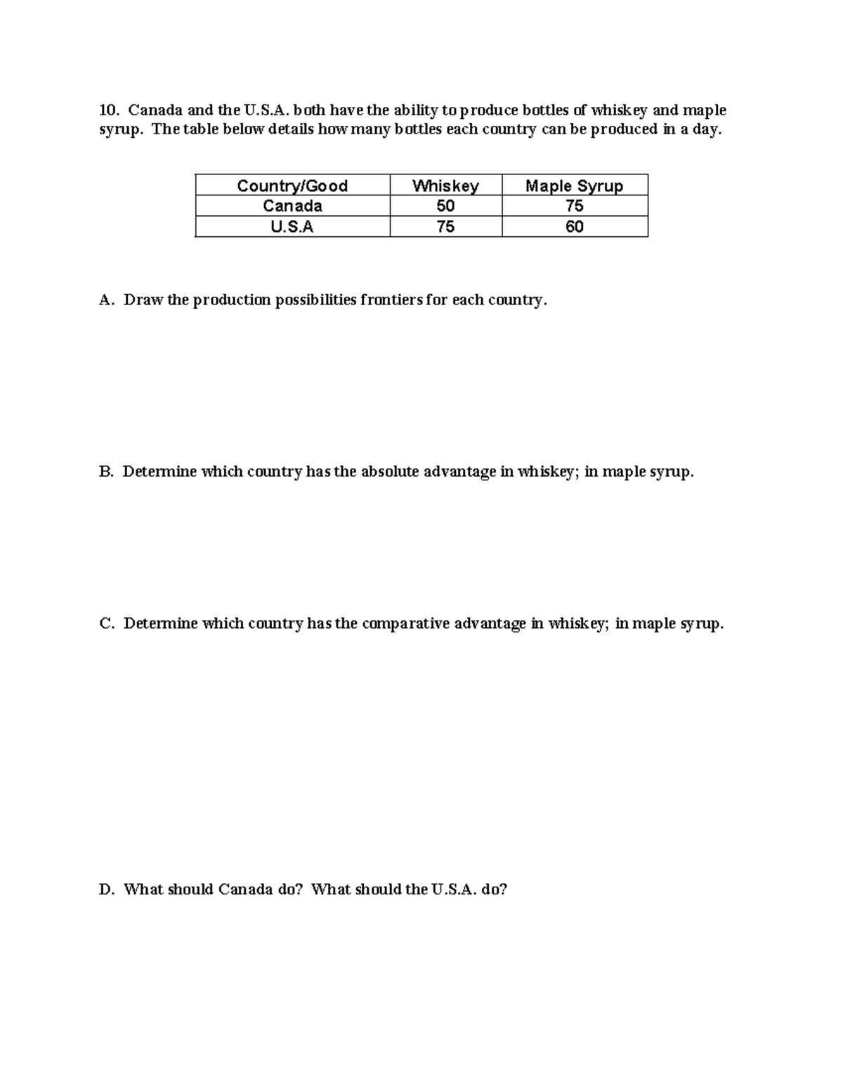 Comparative & Absolute Advantage Worksheets II (Econ 101) - Studocu