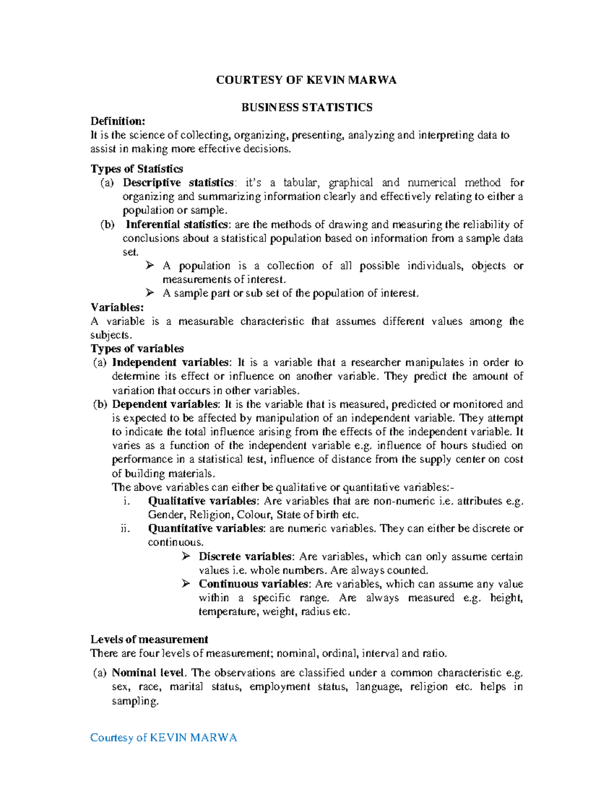 BMS 200 Business Statistics: Comprehensive Study Notes - Studocu