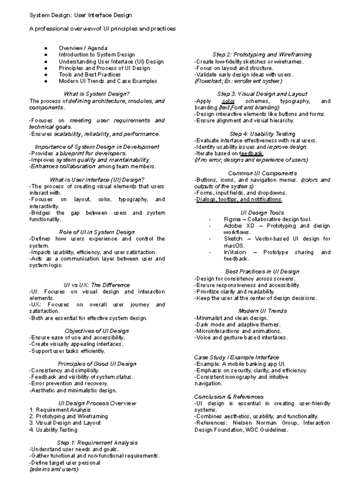 System Design: UI Principles & Practices - Final Exam Notes - Studocu