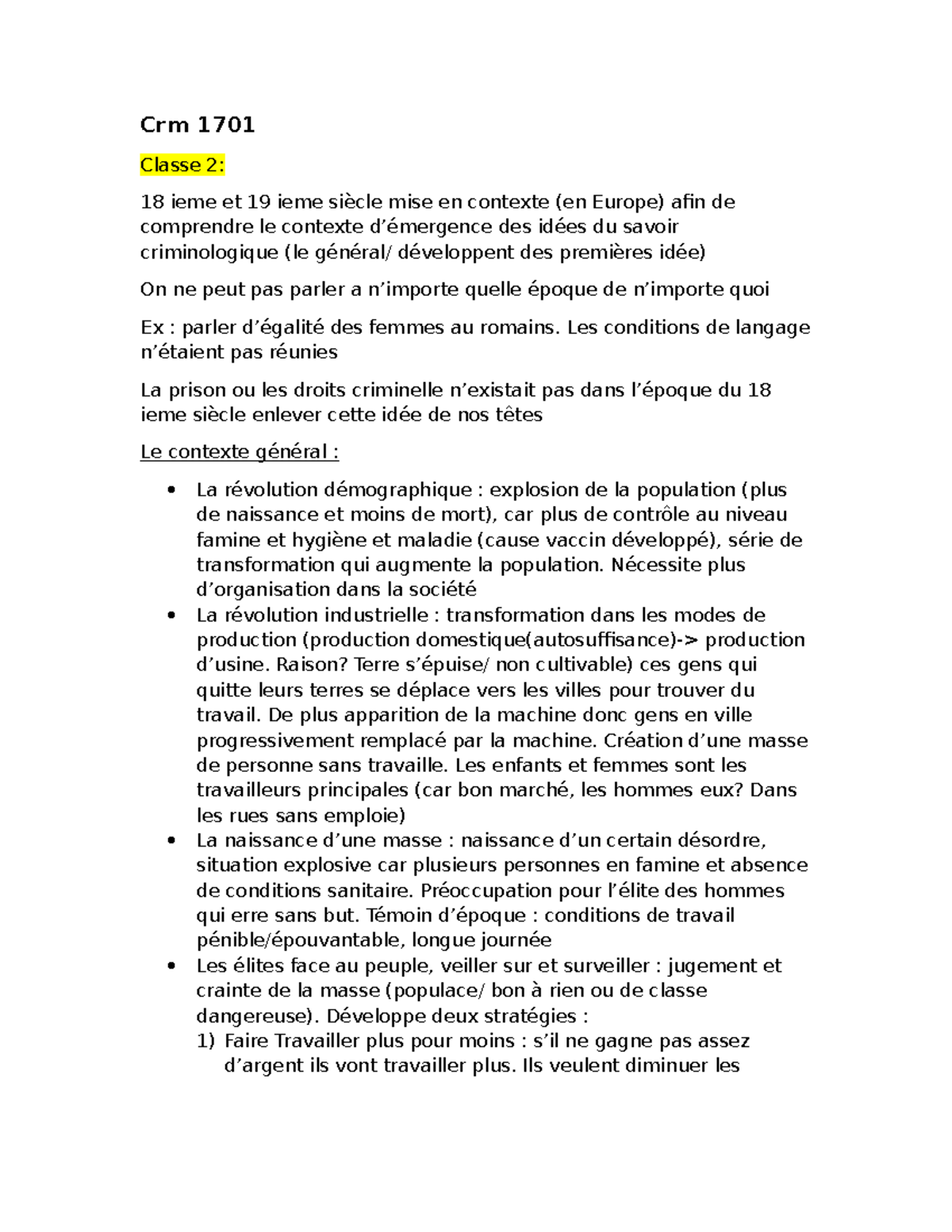 Crm 1701 Notes de Cours - Révision pour l'Examen 1 - Studocu