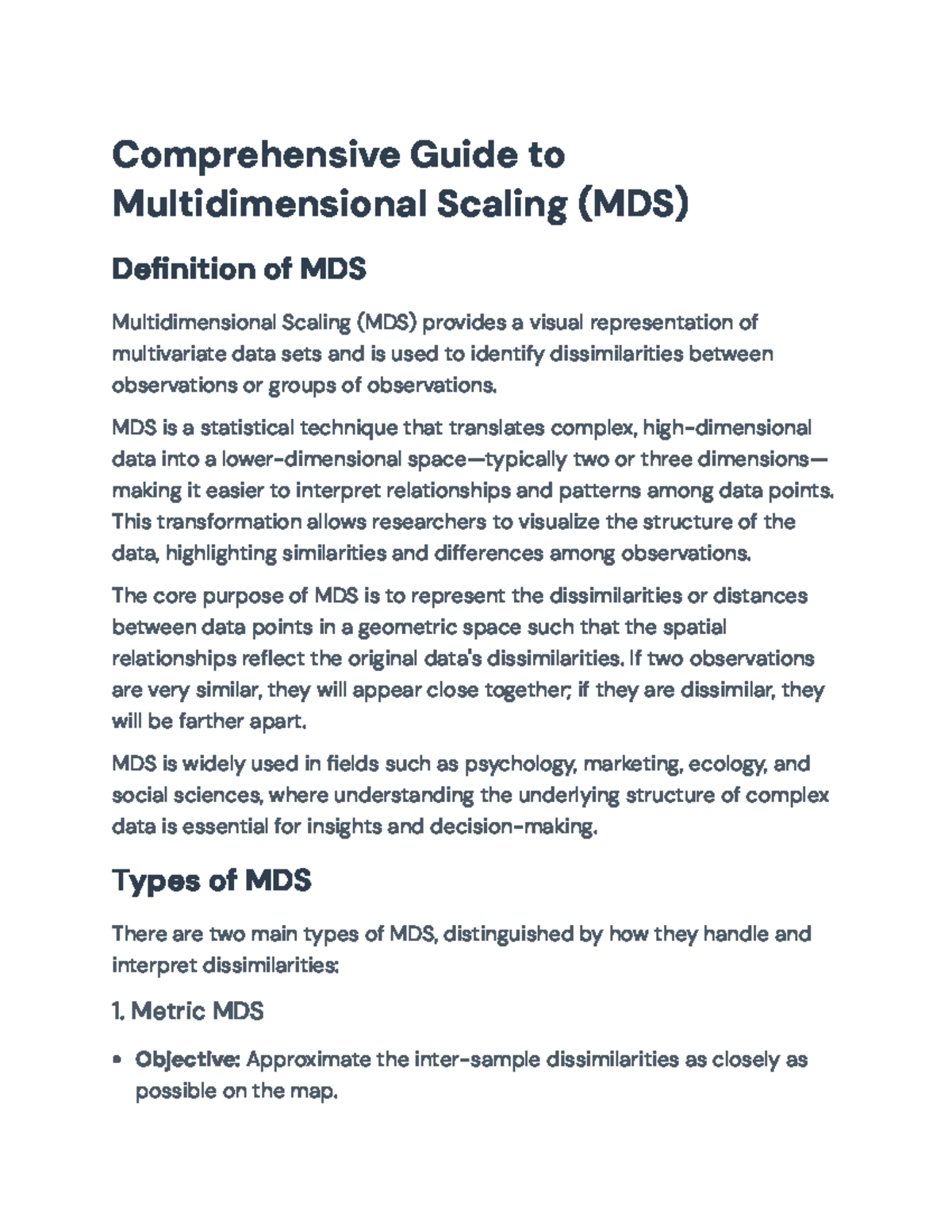 Comprehensive Overview of Multidimensional Scaling (MDS) Techniques ...