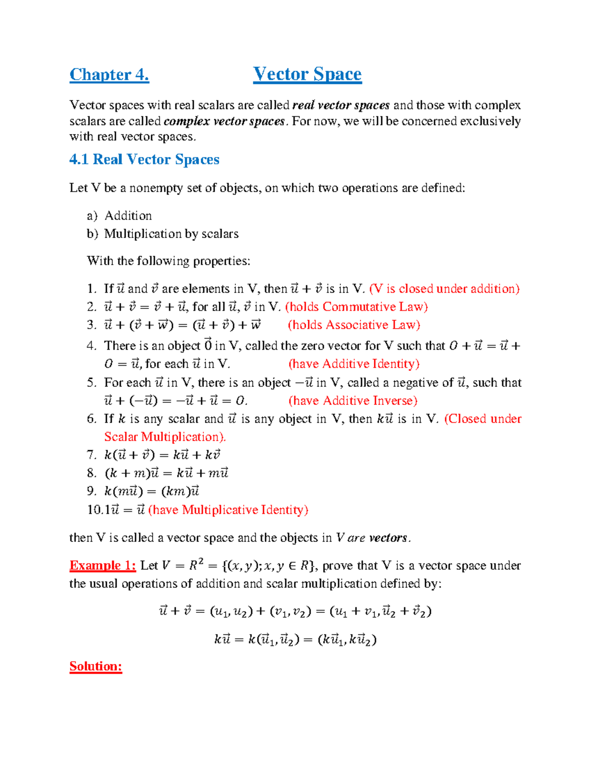 Vector Space Concepts: Lecture 15 & 16 Notes (MATH 101) - Studocu
