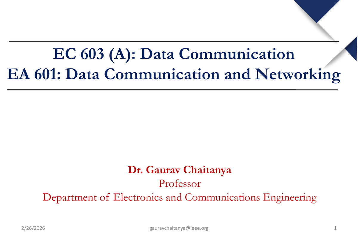 EC 603 (A): Data Communication Basic Concepts and Topologies Notes ...