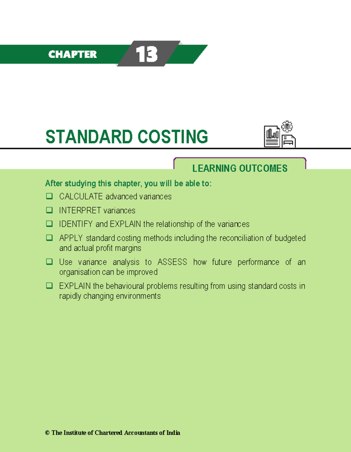 CHAPTER 13: STANDARD COSTING AND ADVANCED VARIANCE ANALYSIS (BOS60510 ...