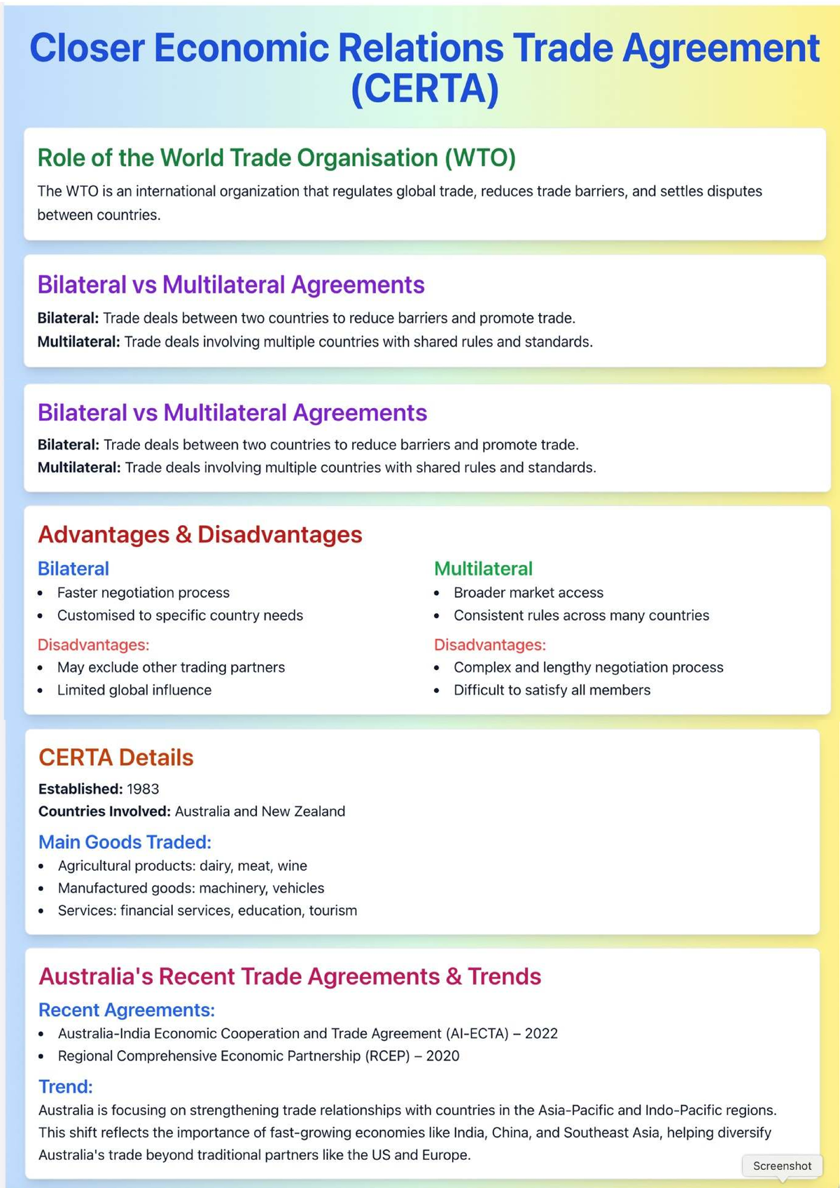 CERTA & WTO: Analyzing Bilateral vs Multilateral Trade Agreements - Studocu