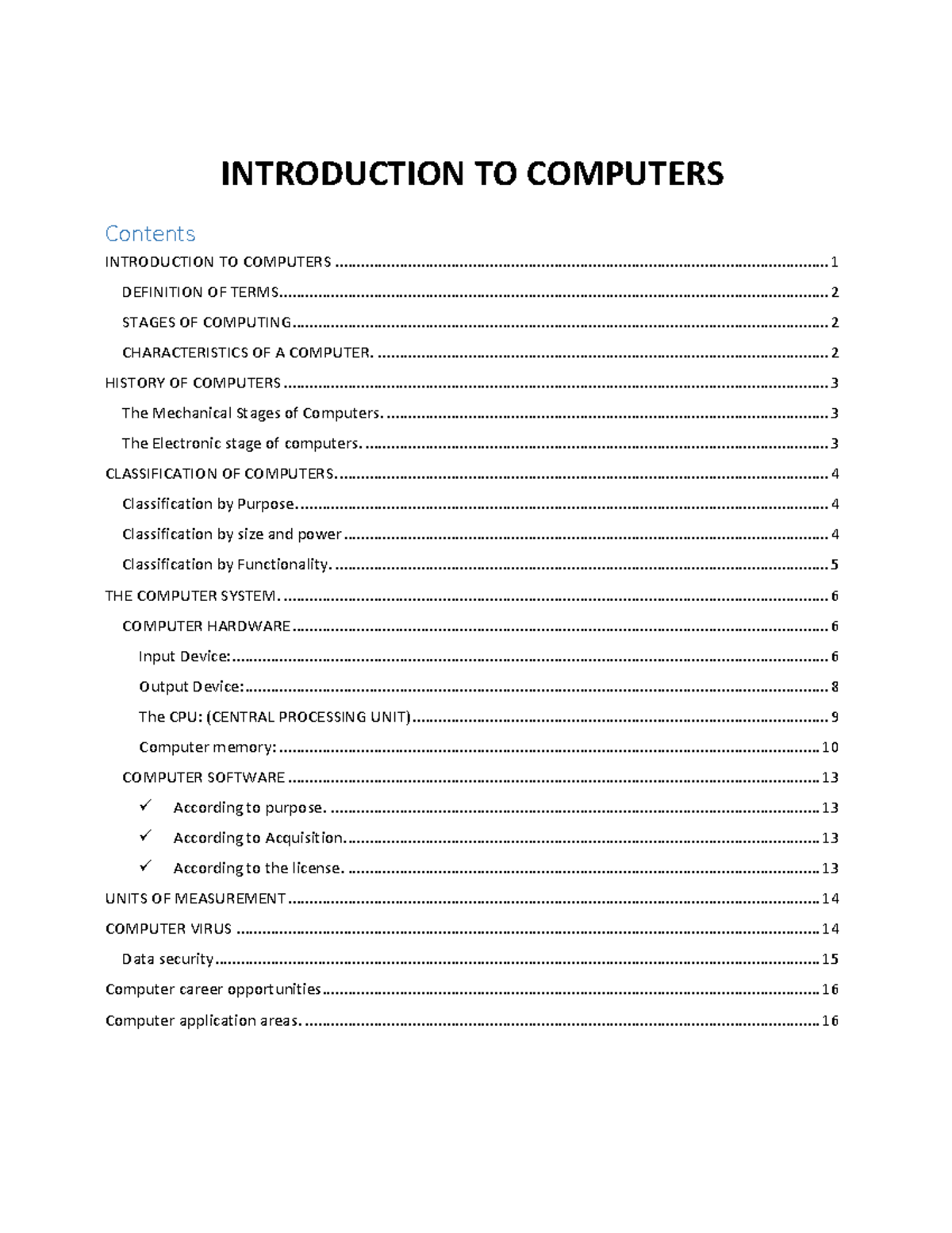Introduction to Computers: Comprehensive Study Material (CSE101) - Studocu