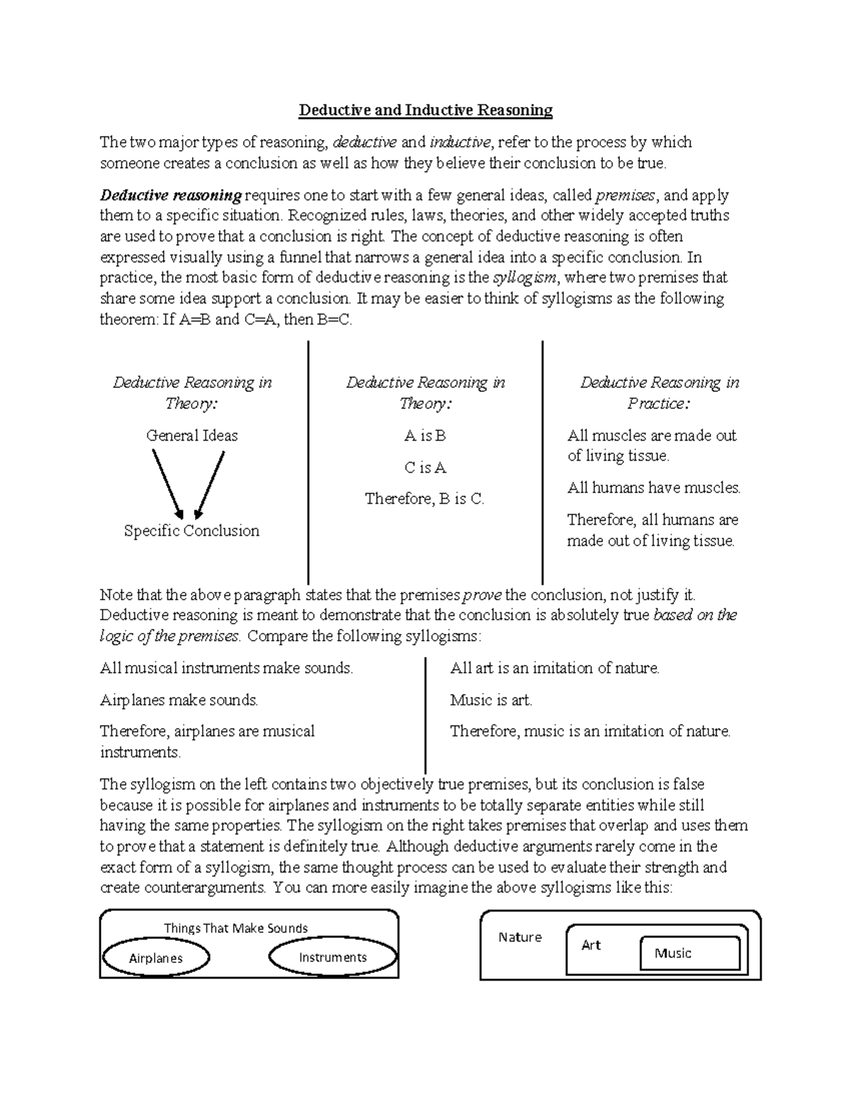 Deductive and Inductive Reasoning Overview and Analysis - Studocu