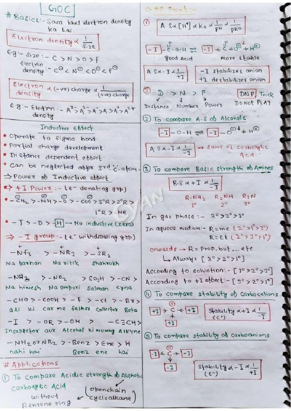 GOC Short Notes: Electron Density & Stability Comparisons - Studocu