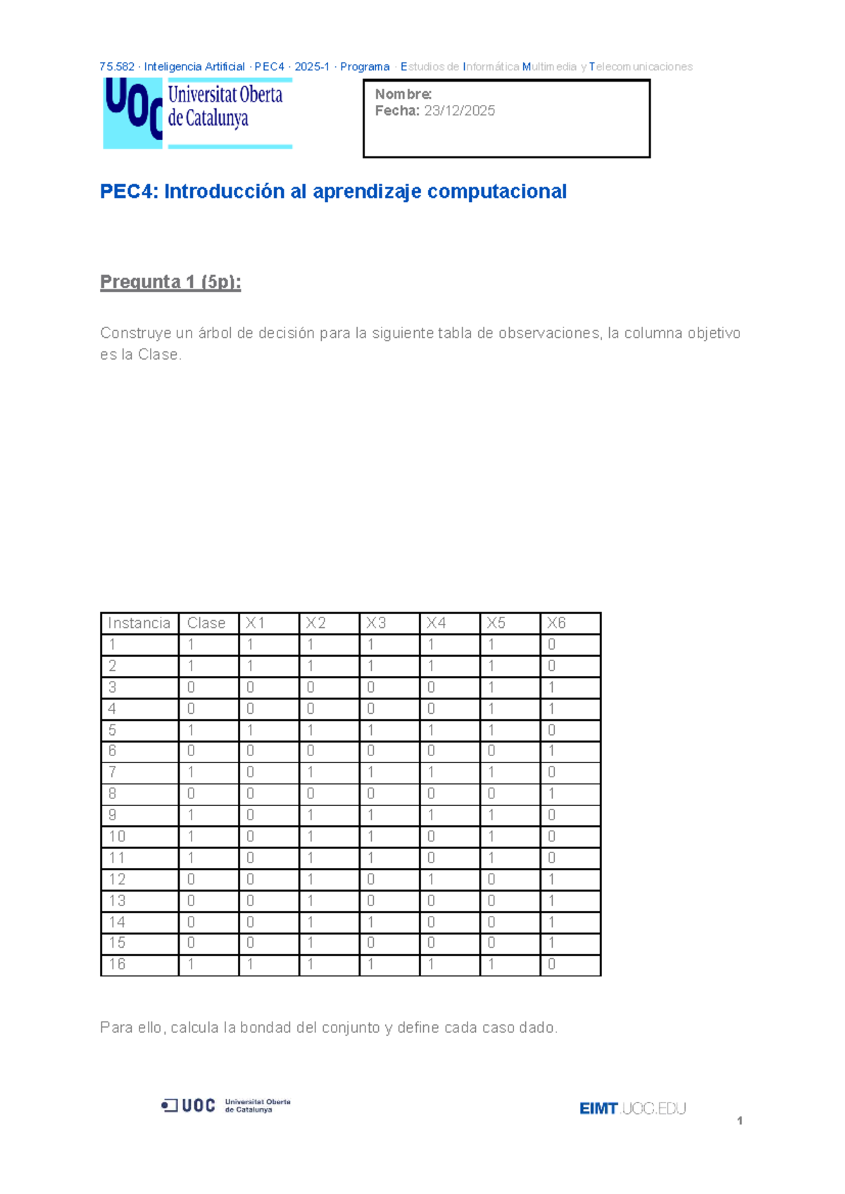 IA 75.582 PEC4: Árbol de Decisión y Red Neuronal en Aprendizaje ...