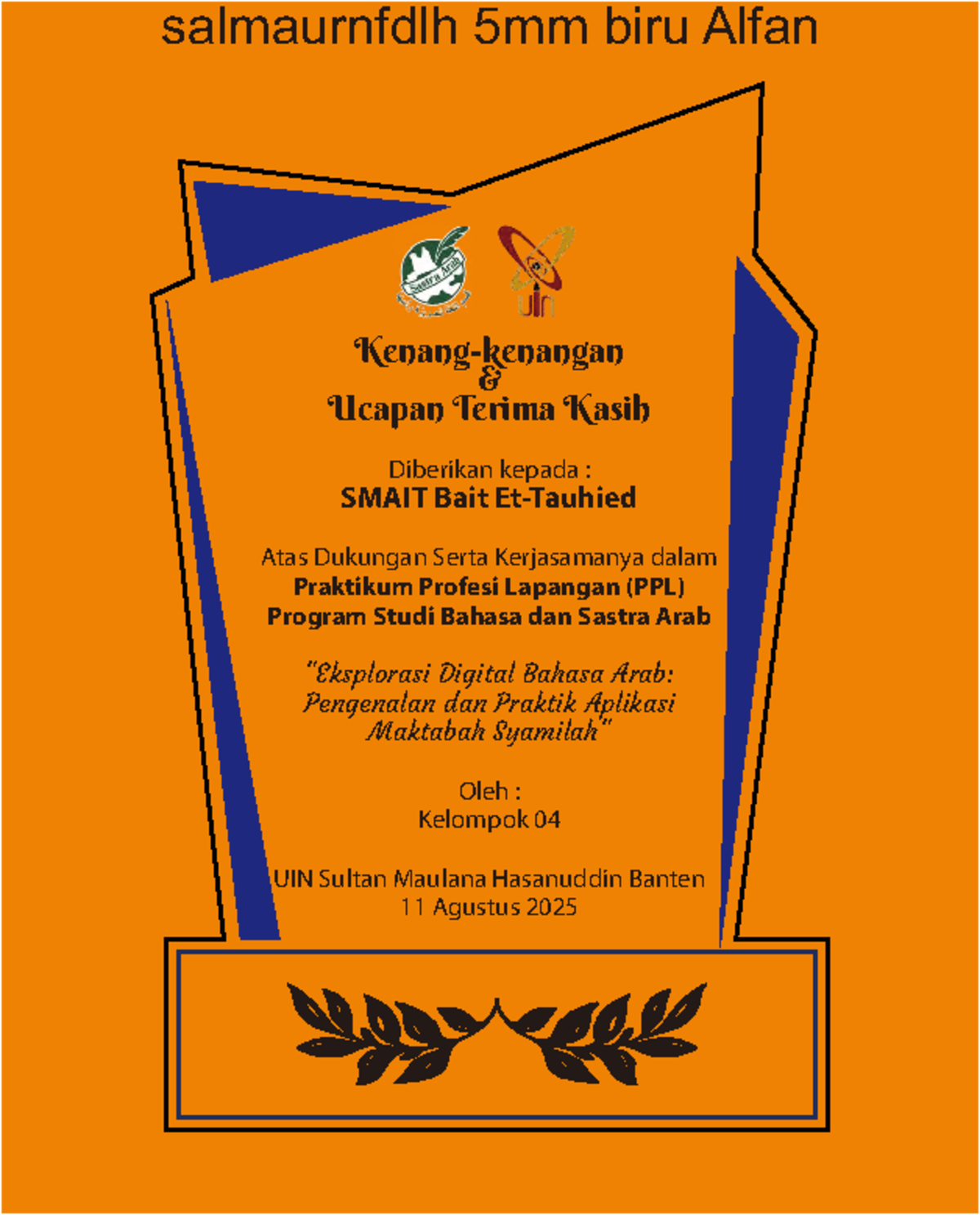 Plakat KAYU 1 PCS - ADA - Stiaan - salmaurnfdlh 5mm biru Alfan Kenang ...