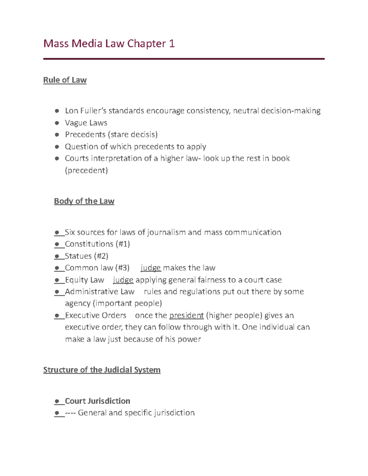 Mass Media Law Notes: Chapter 1 Overview and Key Concepts - Studocu
