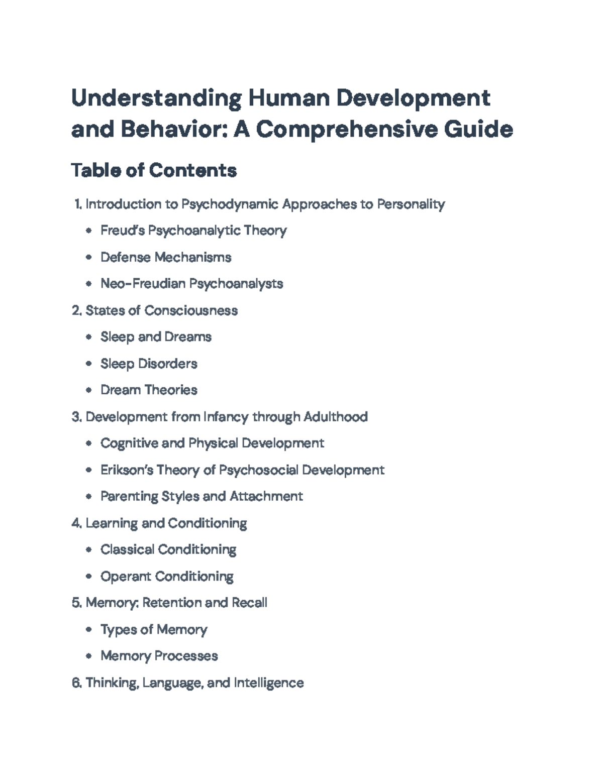 Understanding Human Development and Behavior: A Study Guide for PSY 101 ...