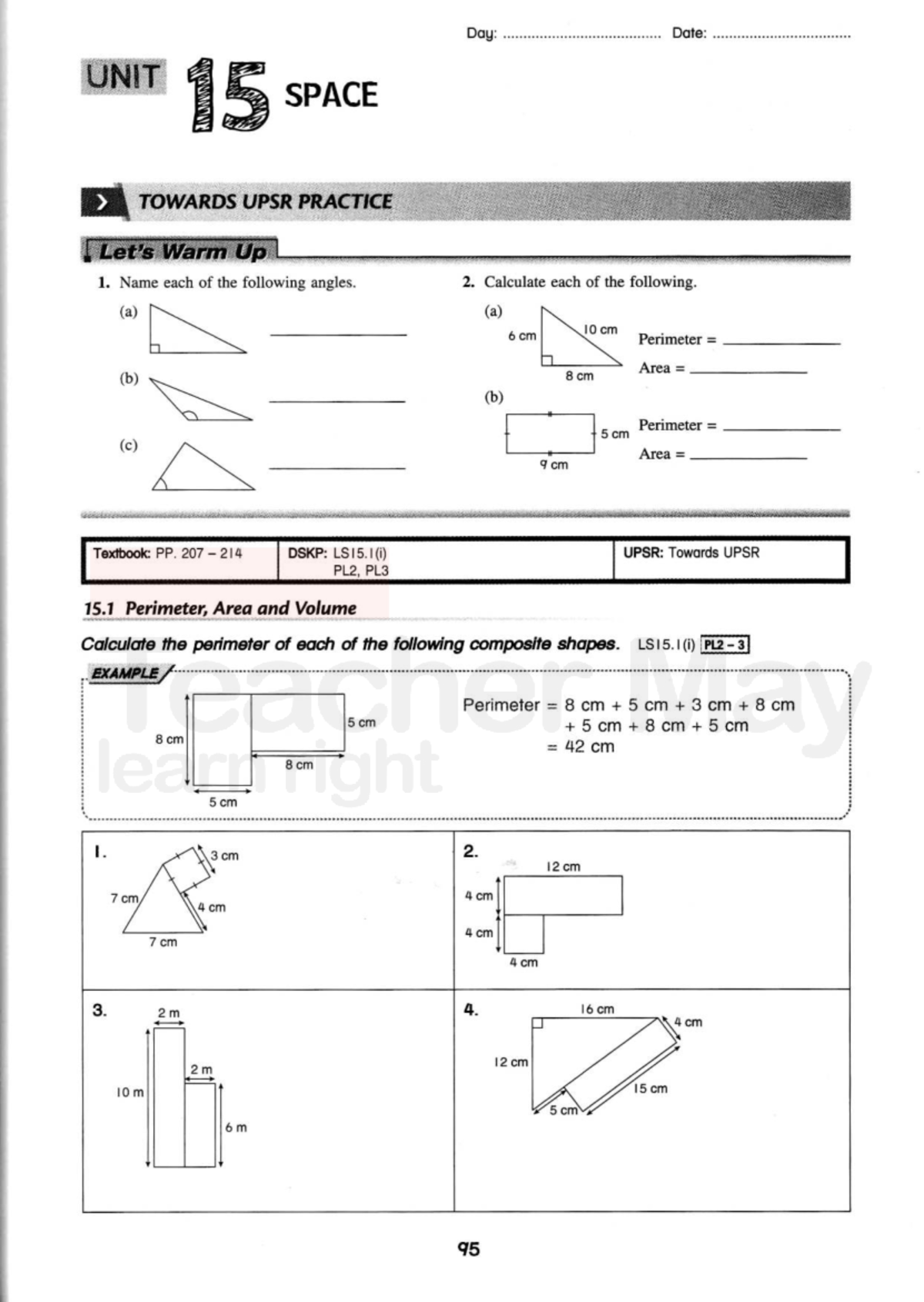 UPSR Unit 1S: Area & Perimeter Practice Set 2 - Studocu
