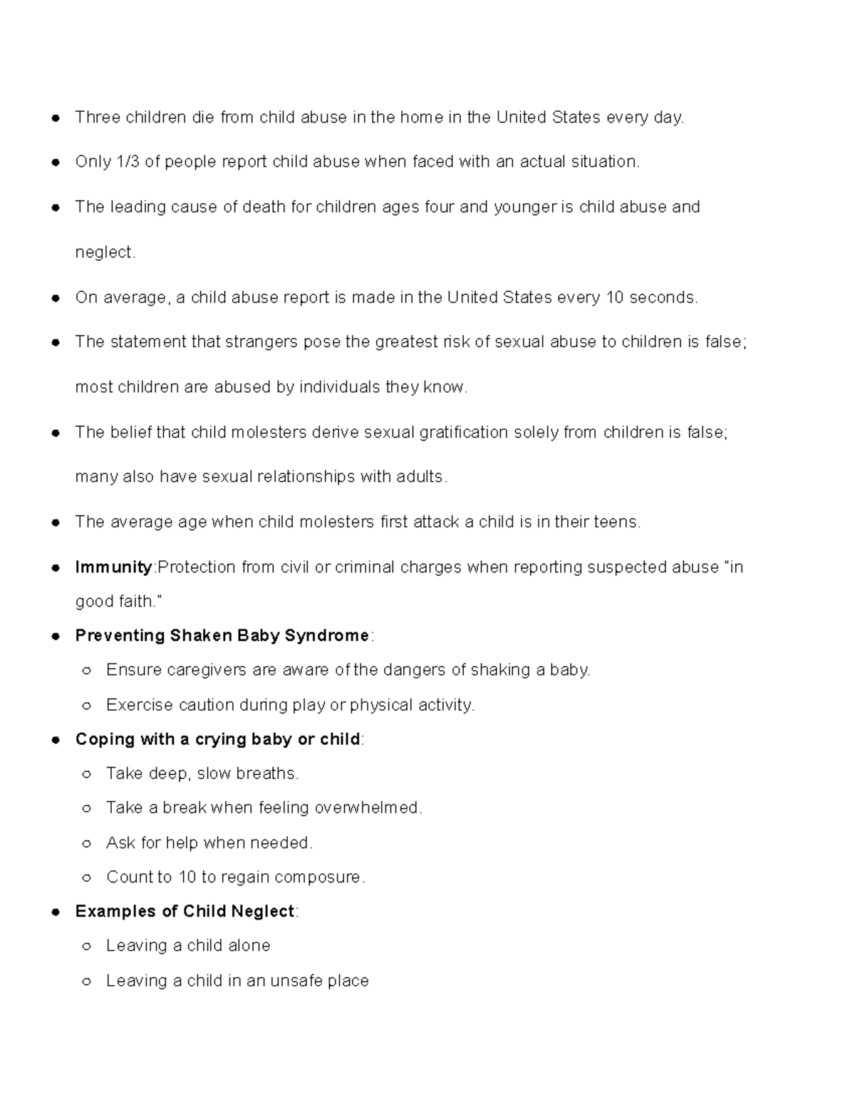 Child Abuse and Neglect Study Guide (CPS 101): Signs, Reporting, and ...