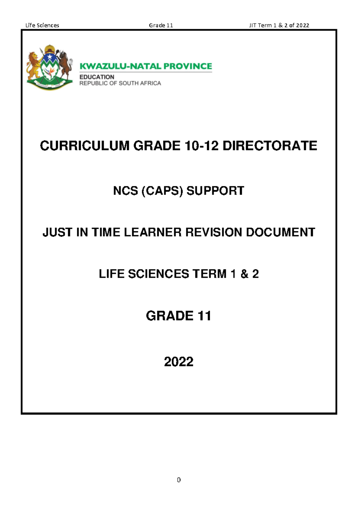 Life Sciences Revision Notes for Grade 11 - Term 1 & 2 (LFSC 2022 ...