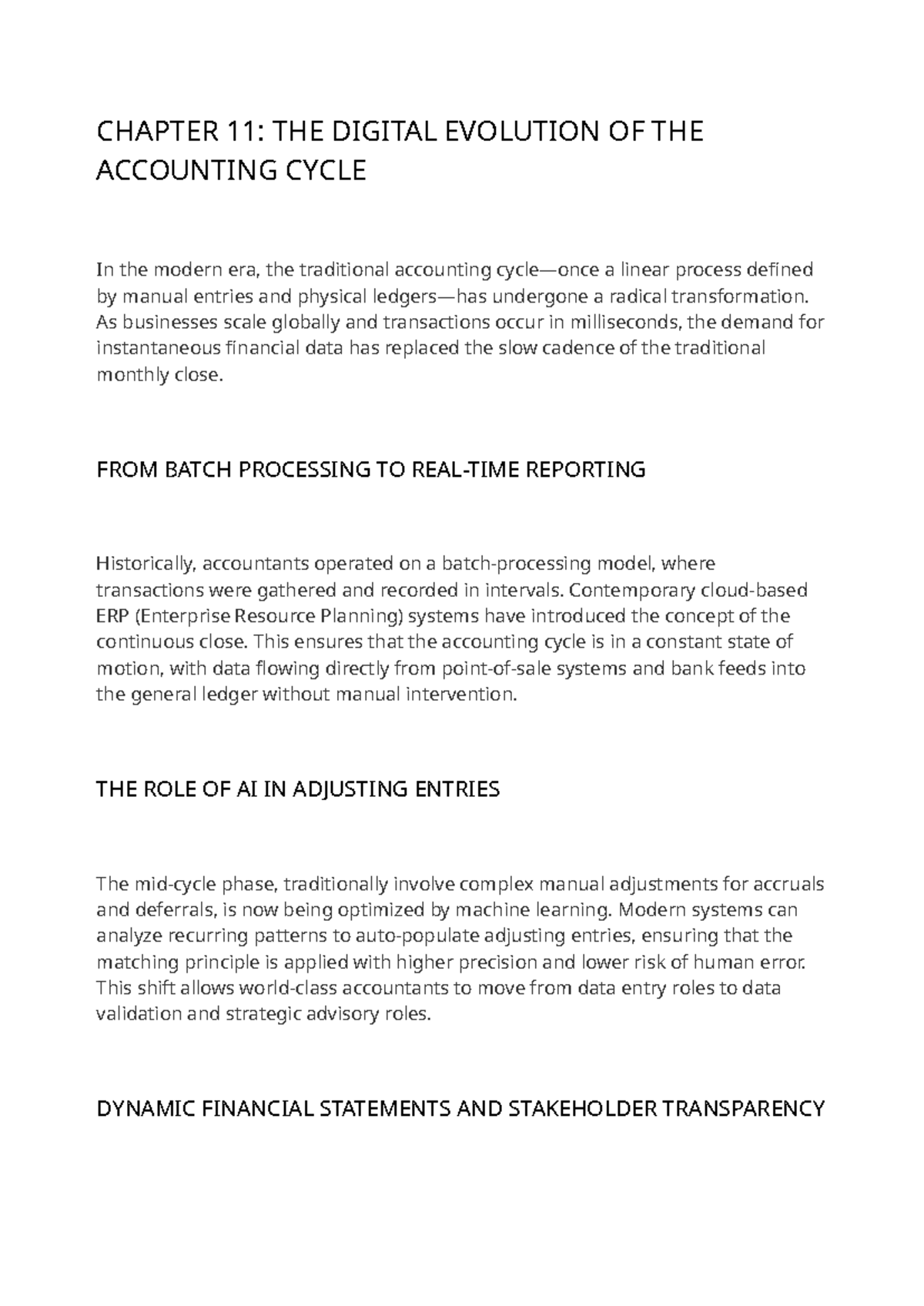 CHAPTER 11: DIGITAL TRANSFORMATION IN ACCOUNTING CYCLE - Studocu