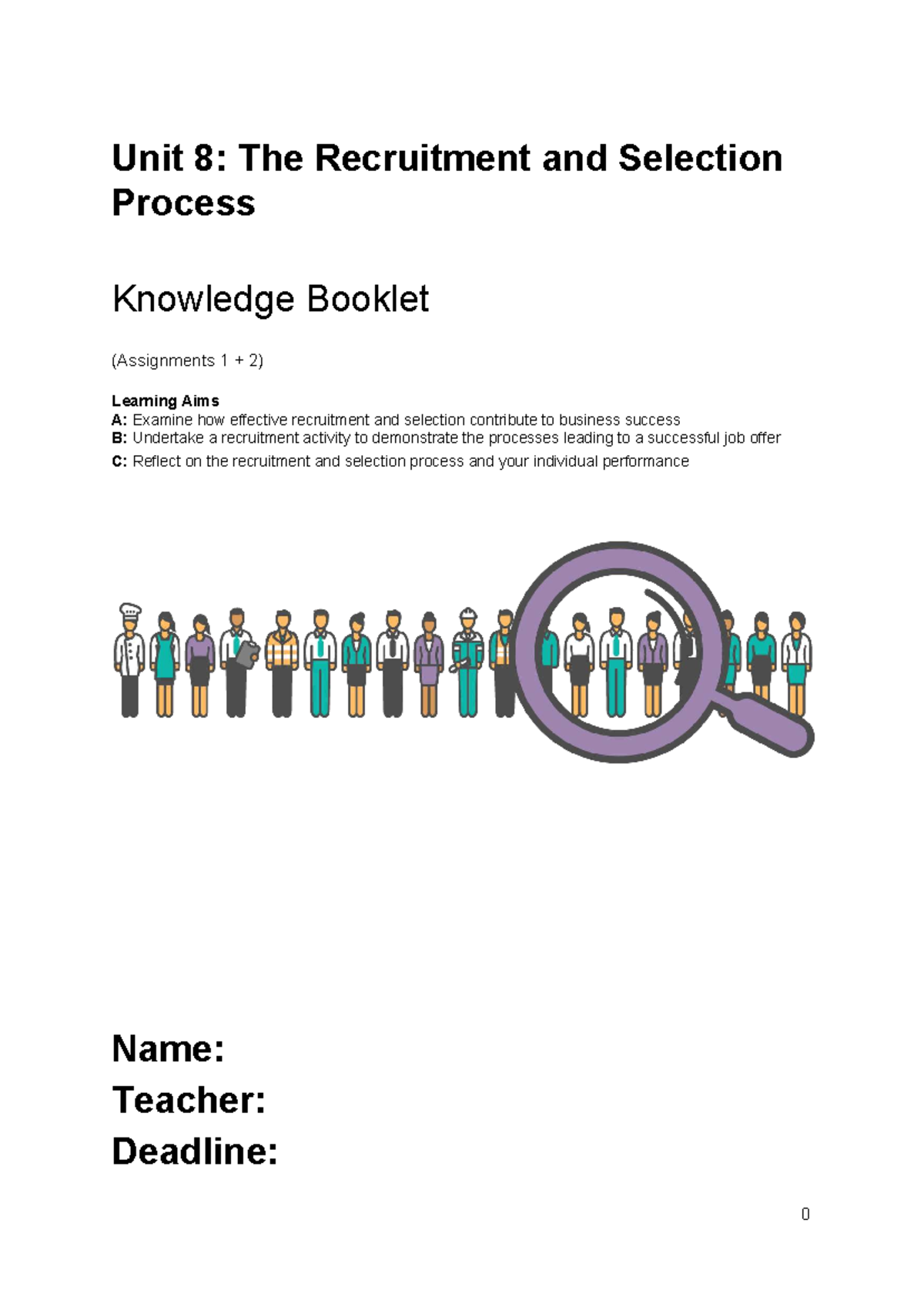 BSR - Unit 8: Recruitment & Selection Process Case Study Guide - Studocu