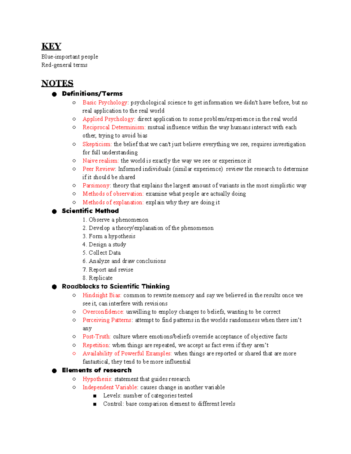 Psych 111: Chapter 2 Notes for 1st Exam in Psychology - Studocu