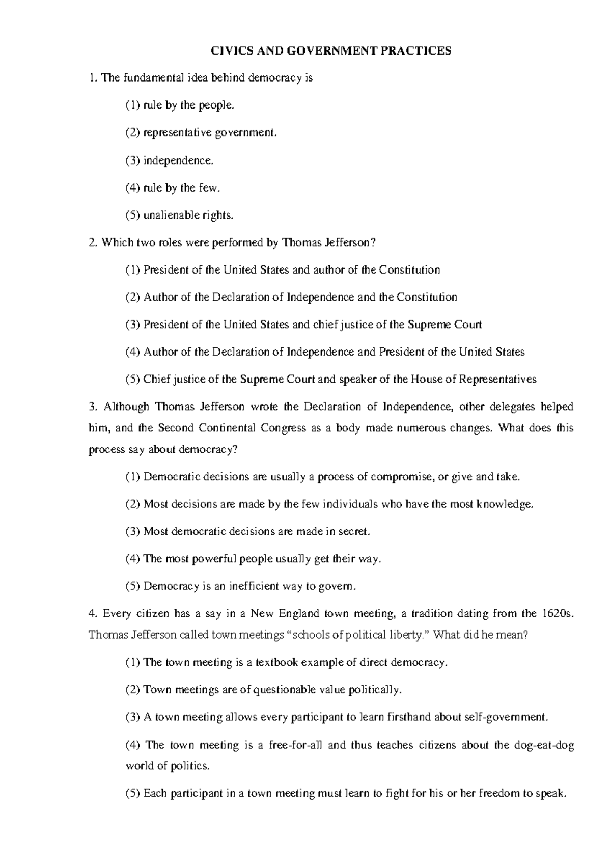 Civics and Government Practices (P) Study Guide - Studocu