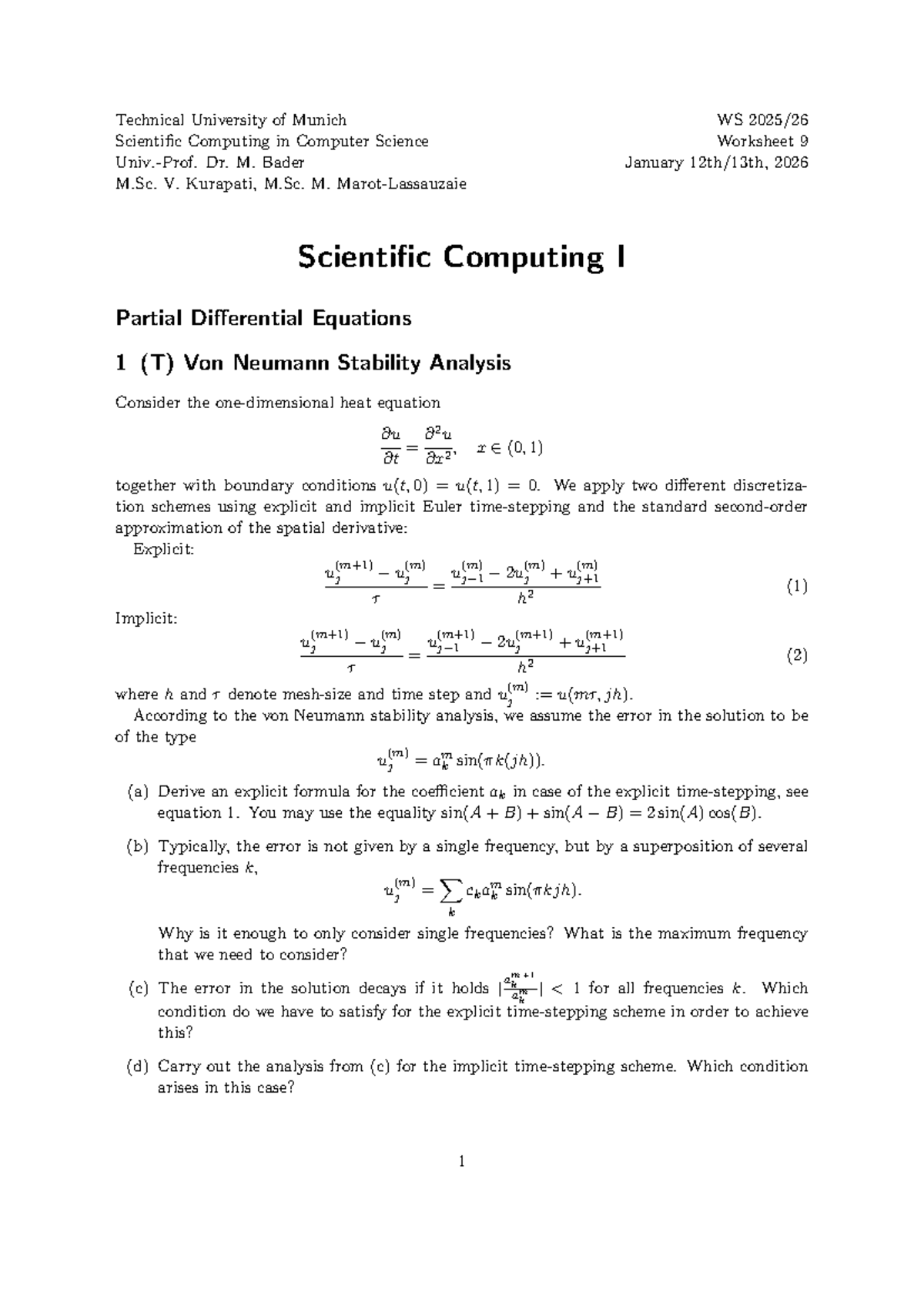 Worksheet 9: Von Neumann Stability Analysis in Scientific Computing I ...