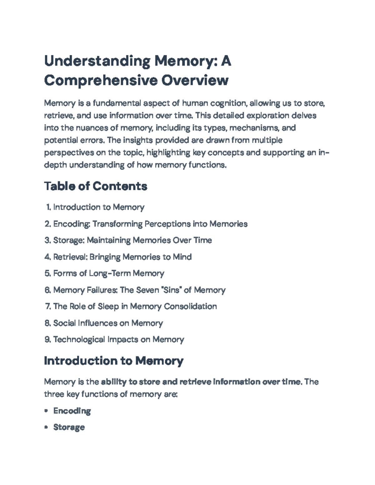 Understanding Memory: Mechanisms, Types, and Failures (Psych 101 ...