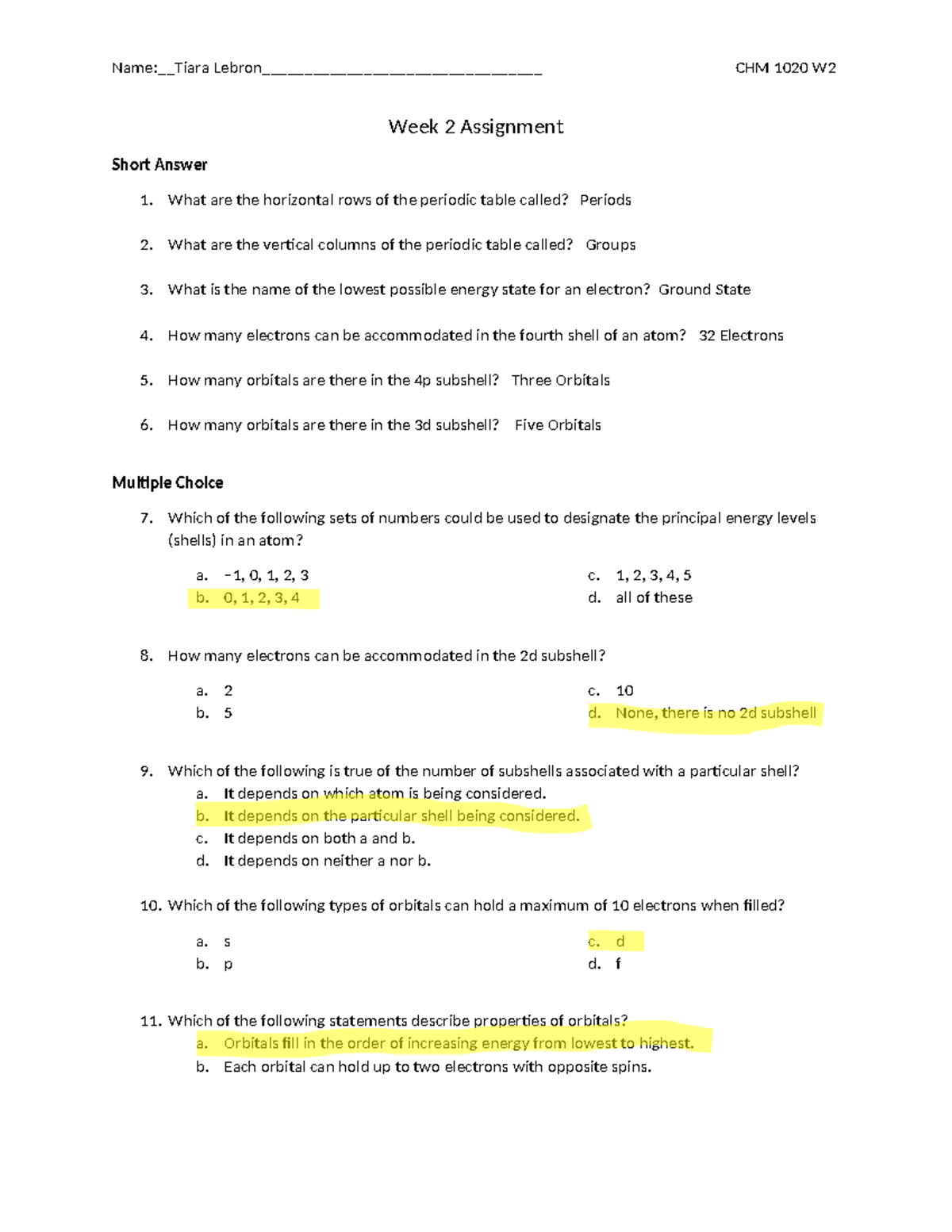 Chm1010 week 2 - Assignment - Week 2 Assignment Short Answer 1. What ...