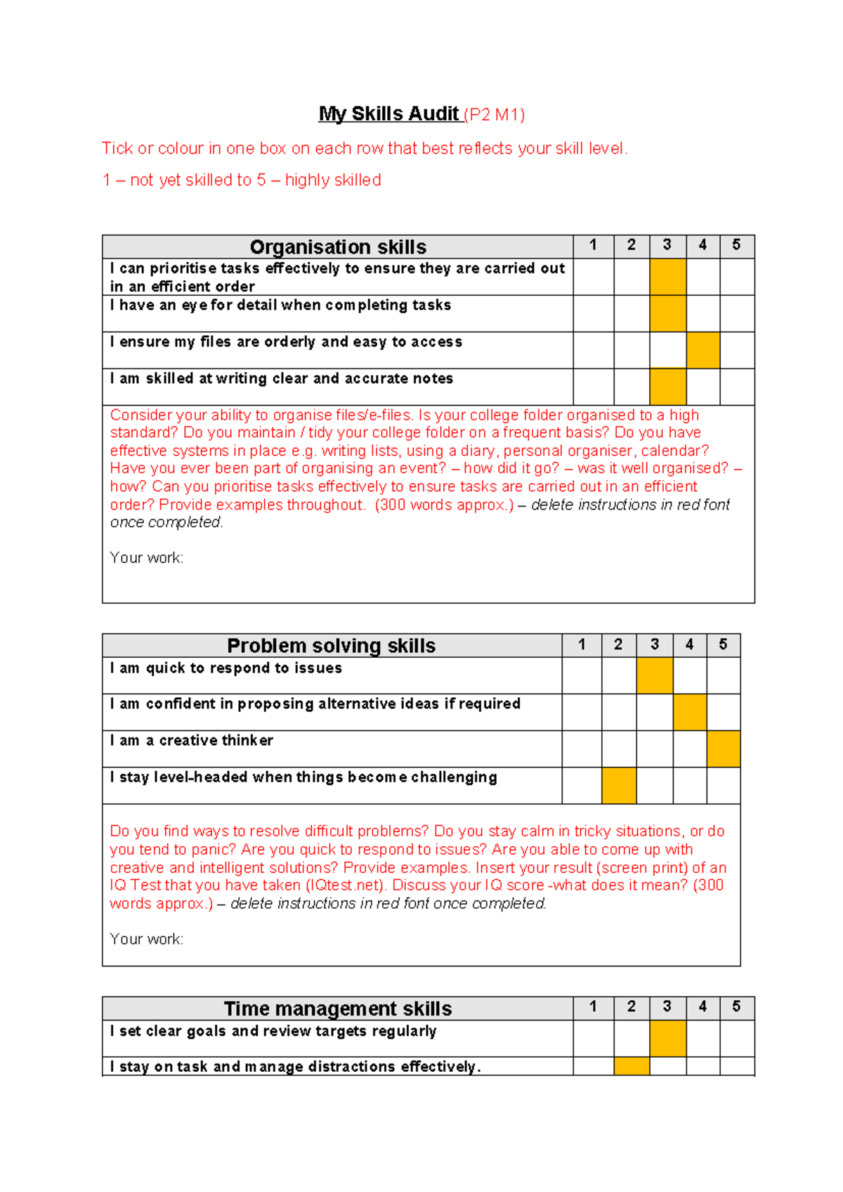 U4 Task 3 - Skills Audit: Assessing My Competencies - Studocu