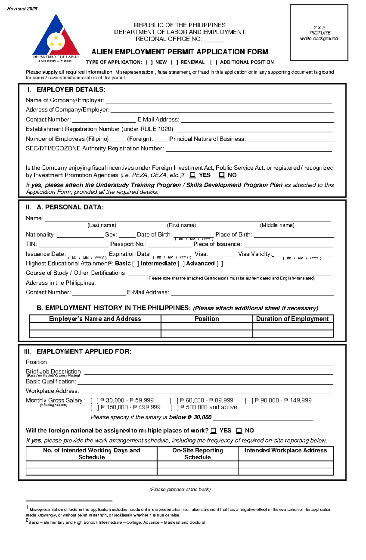 AEP Application Form 2025 - Philippines Employment Permit - Studocu