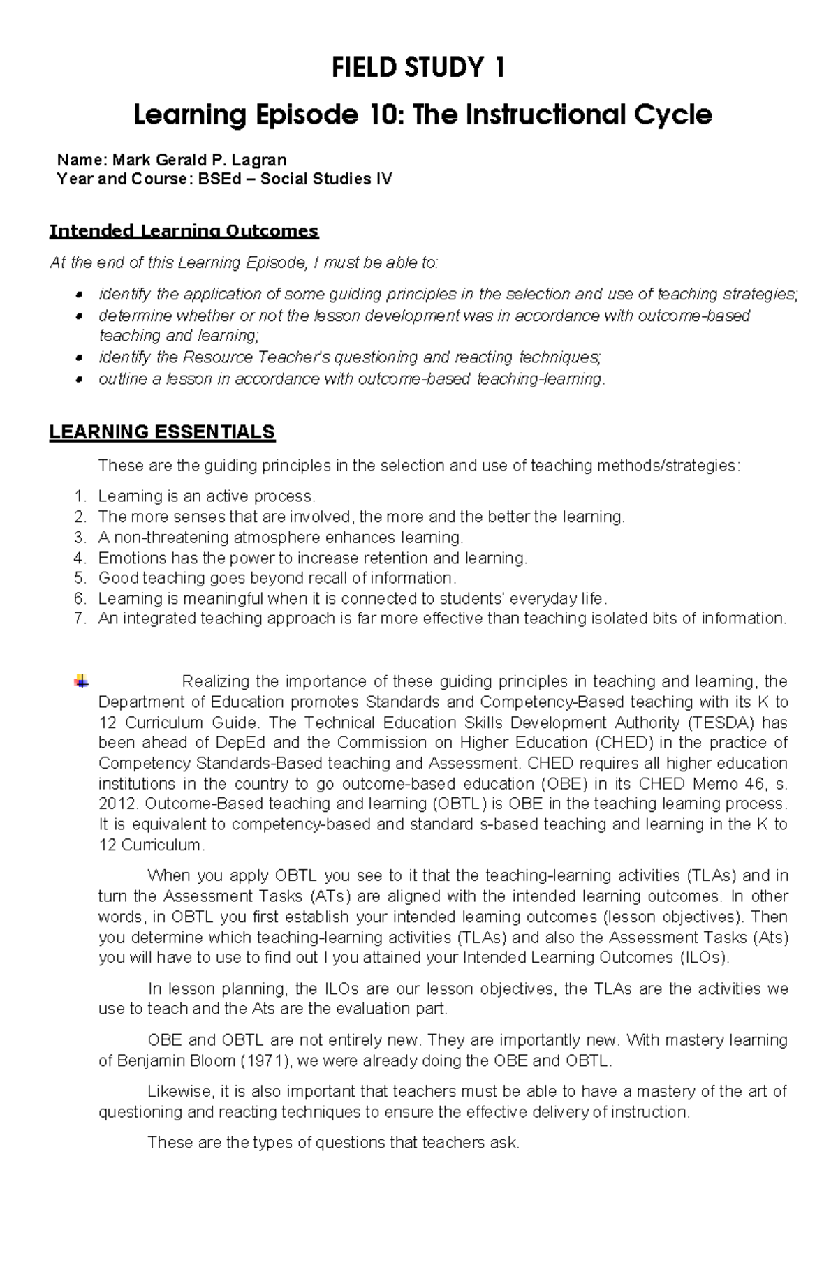 Fs1-episode-10 compress - FIELD STUDY 1 Learning Episode 10: The ...