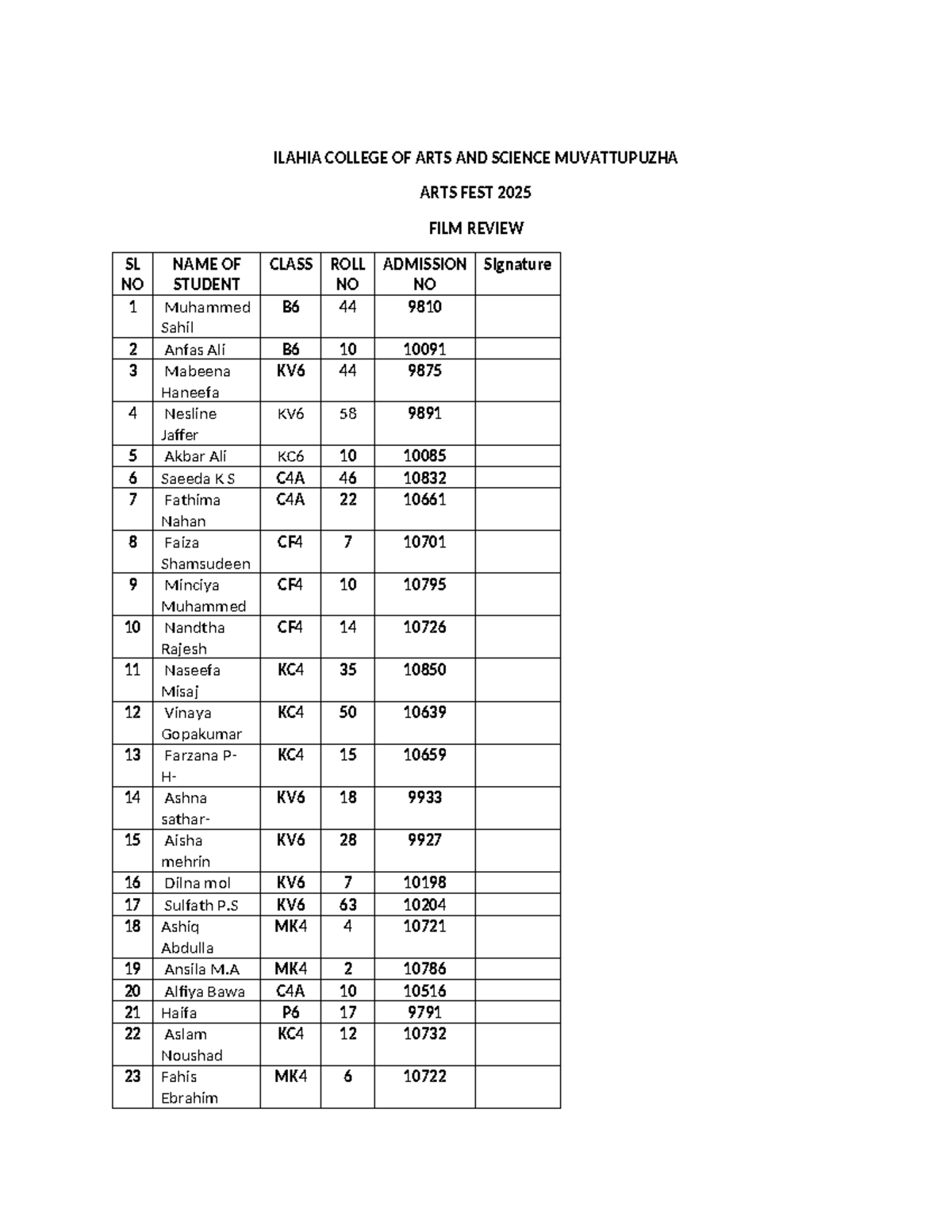 ILAHA COLLEGE FILM REVIEW - ARTS FEST 2025 (B6) - Studocu