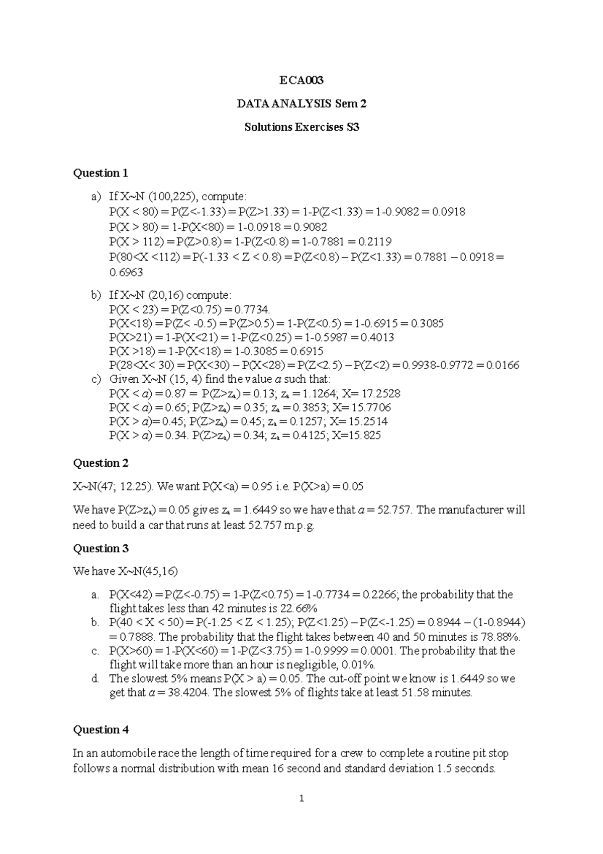 Solutions S.3 - answers - ECA DATA ANALYSIS Sem 2 Solutions Exercises S ...