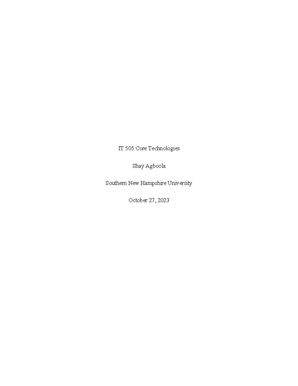 IT 505 Core Technologies 5-2 Final Project: Networking & Database Report - Studocu