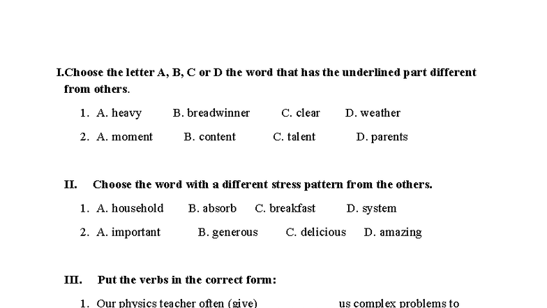 MID-TERM Exam Review for Grade 10 English Language Skills - Studocu