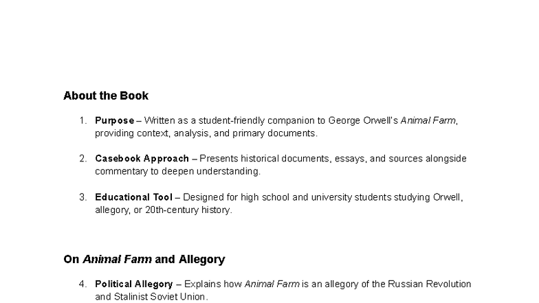 Rodden wk5 - Analysis of Animal Farm's Political Allegory and Context ...
