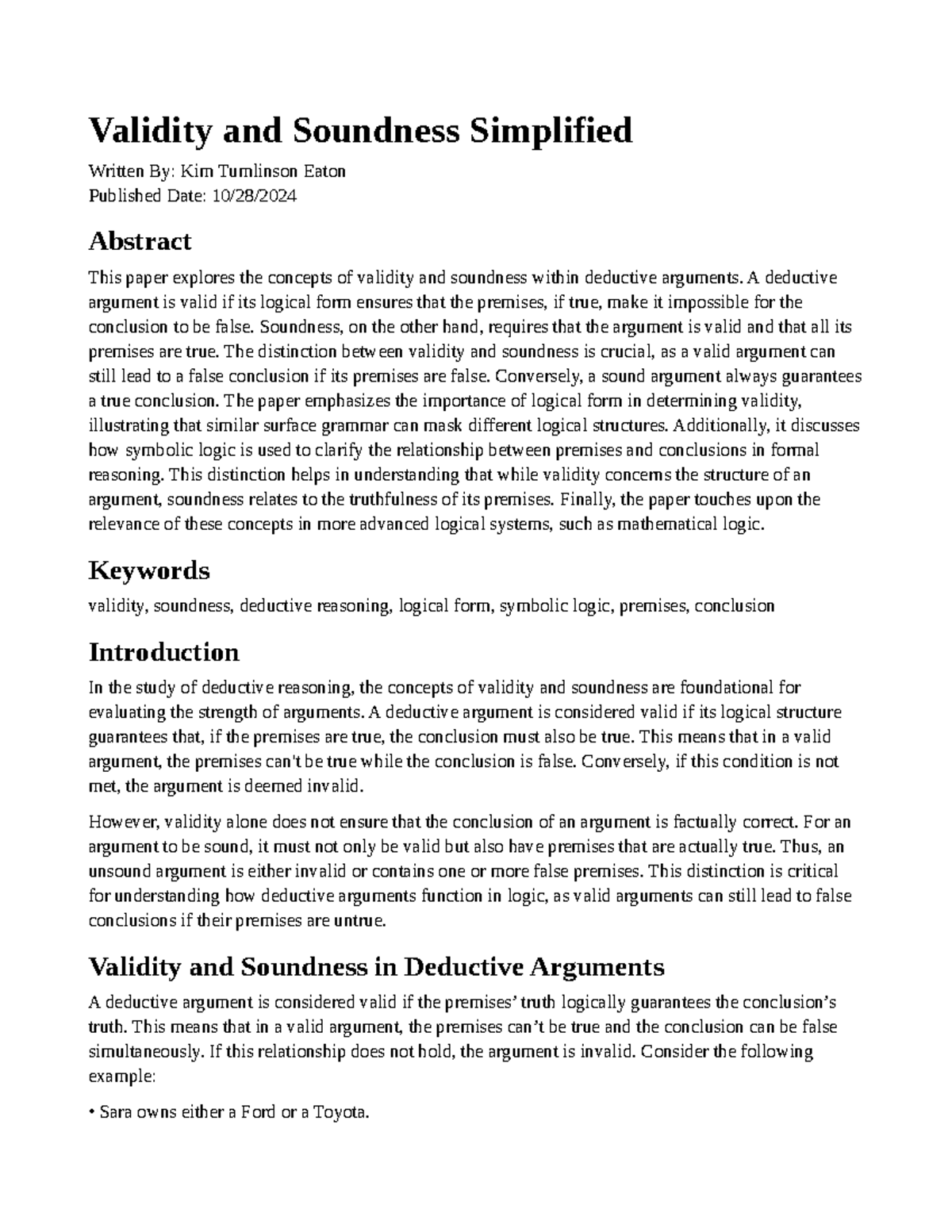 Validity and Soundness in Deductive Arguments (PHIL 101) - Studocu