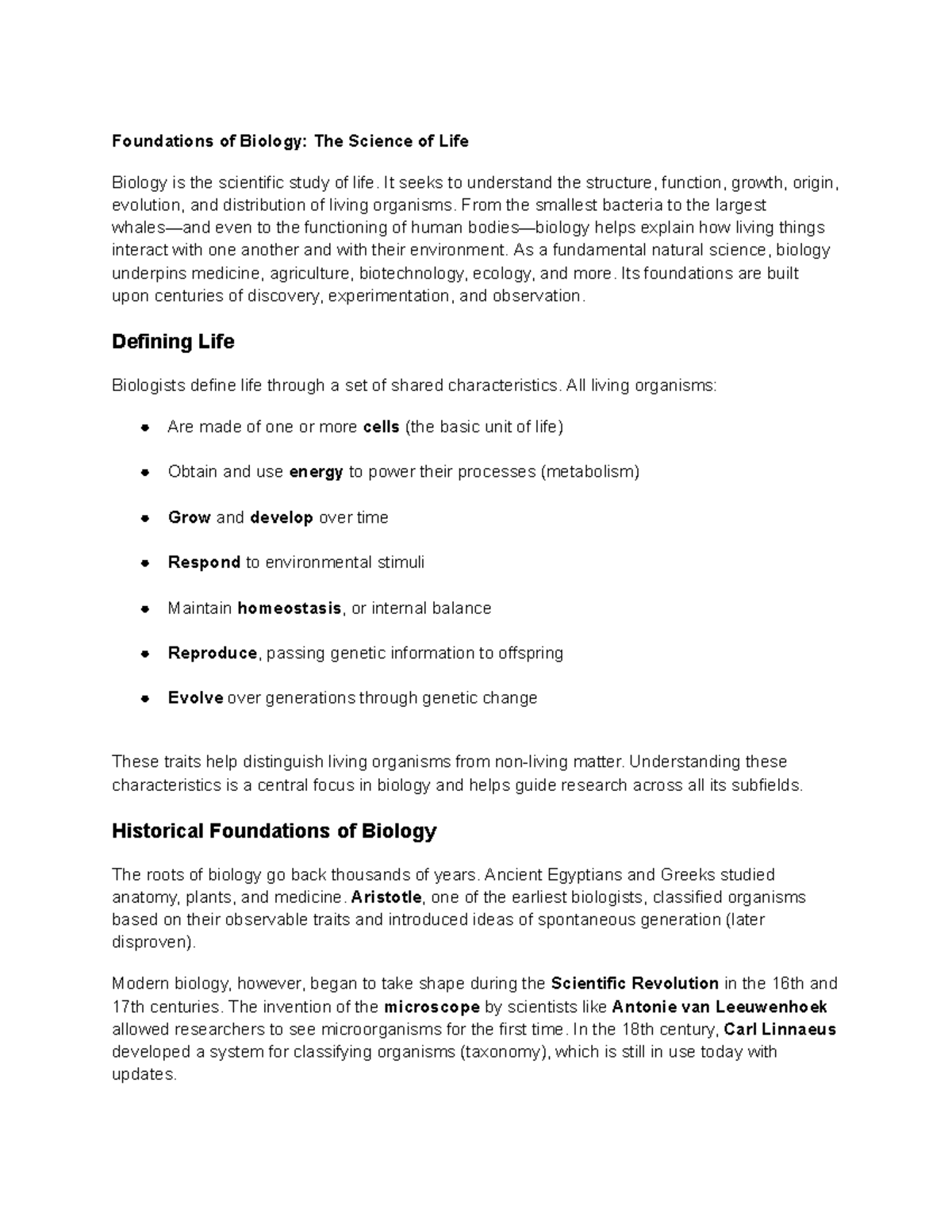 Foundations of Biology: Understanding Life's Complexity (BIO101) - Studocu