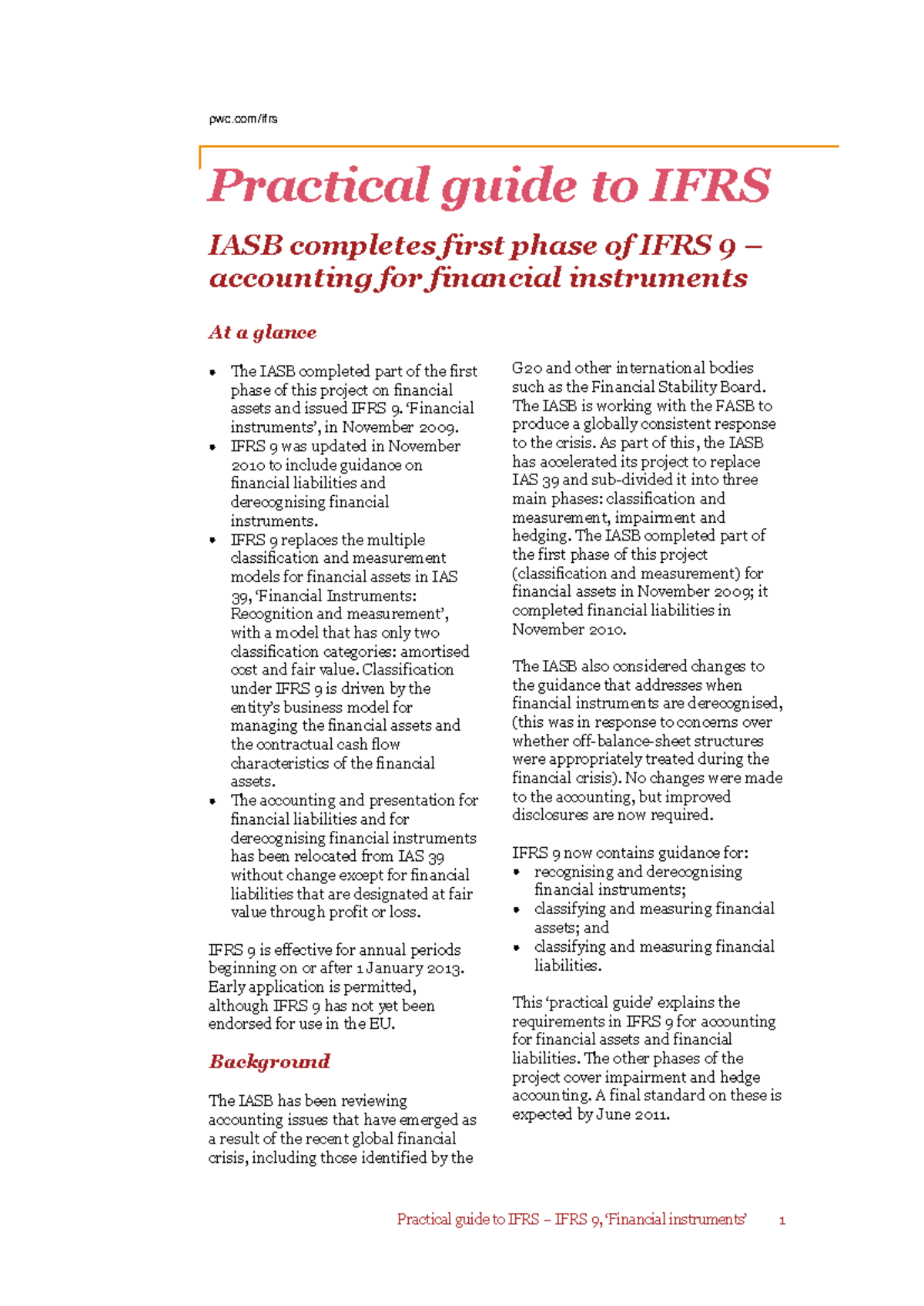 Practical Guide to IFRS 9: Accounting for Financial Instruments - Studocu