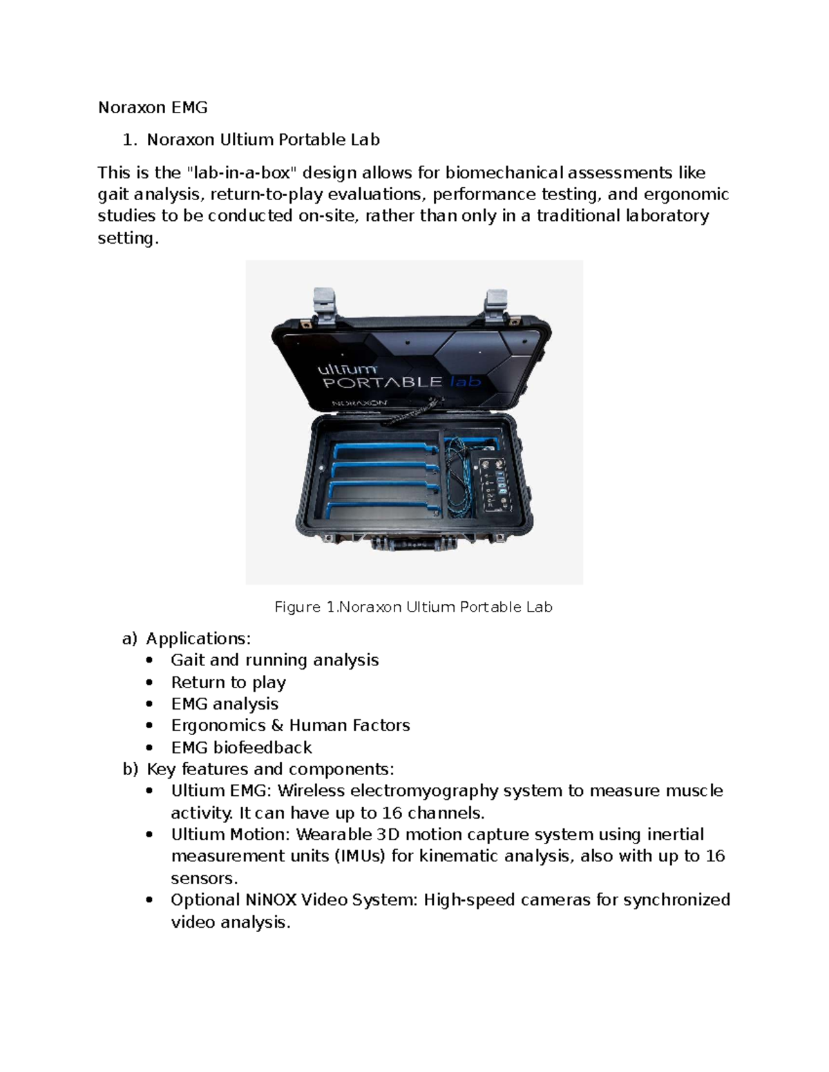 Noraxon EMG 1: Ultium Portable Lab for Biomechanical Assessments - Studocu