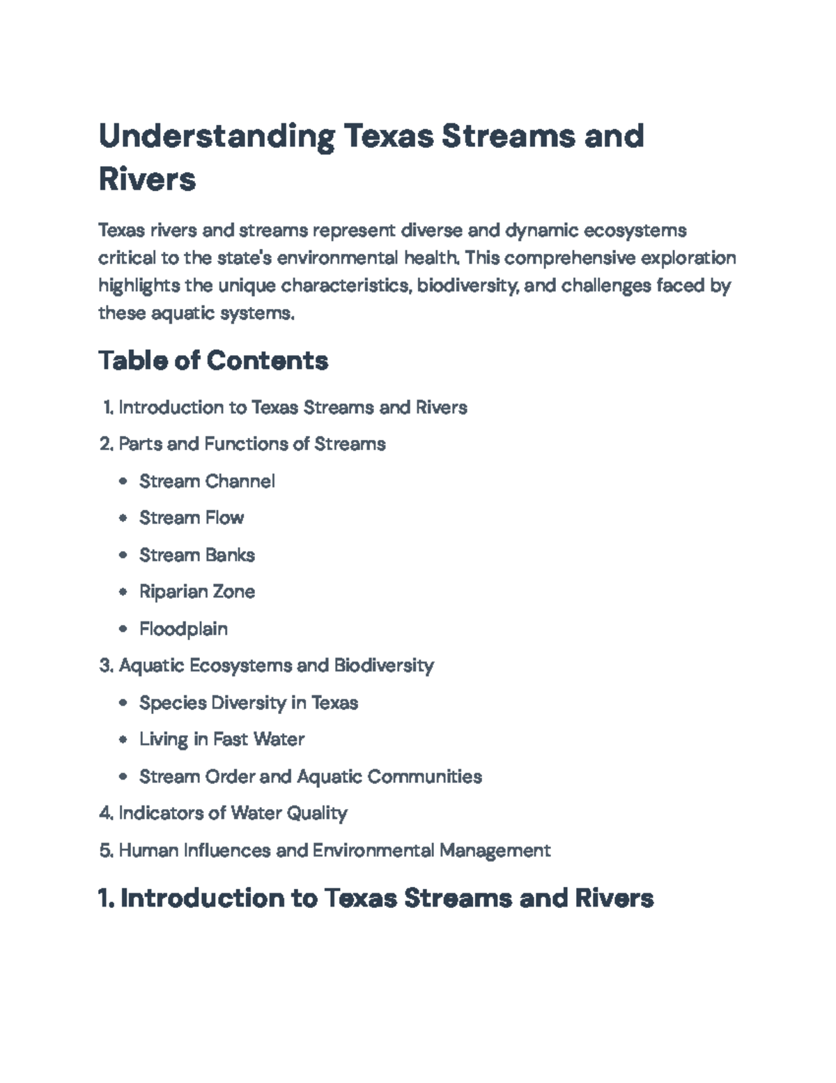 Understanding Texas Streams and Rivers: Ecosystems and Management ...