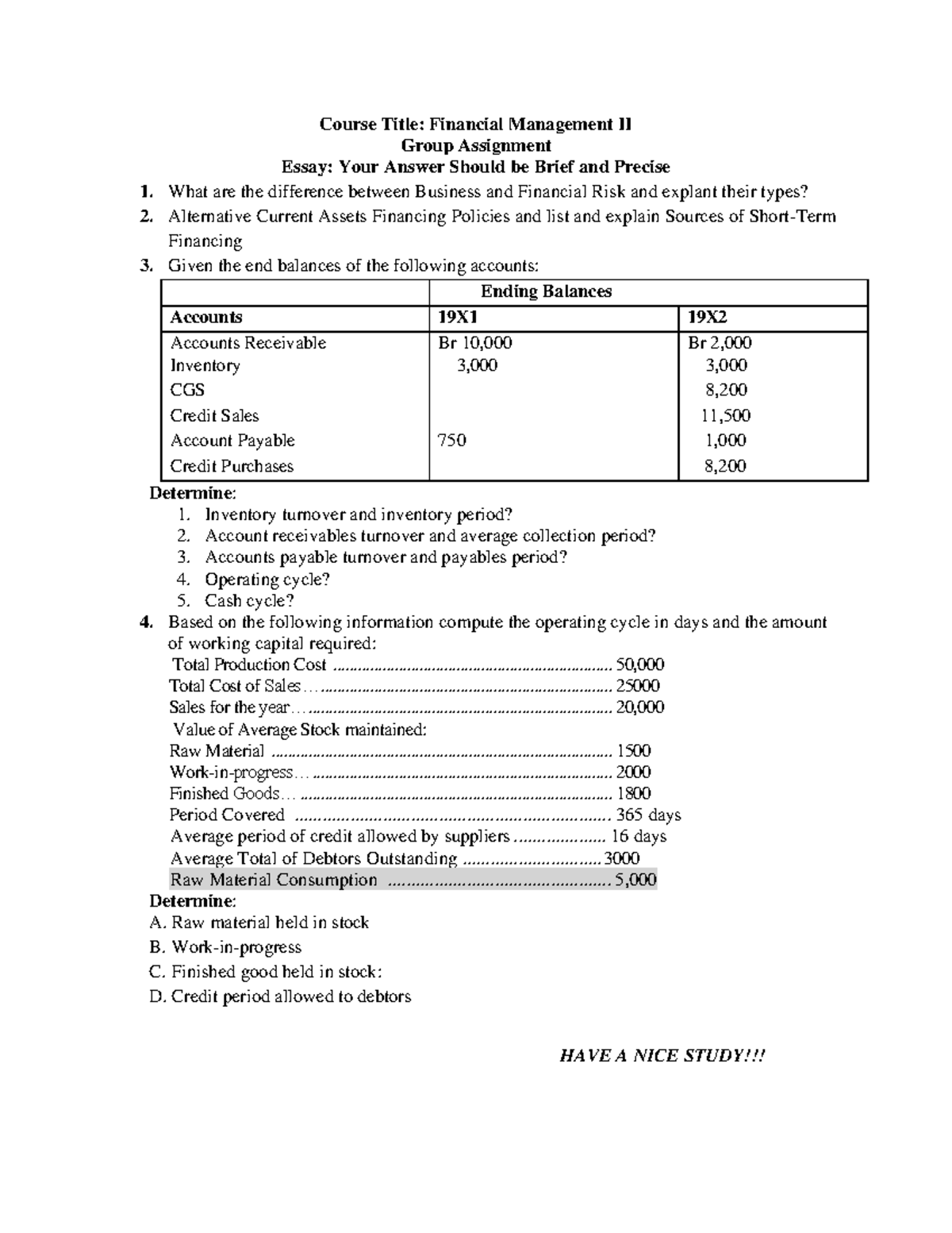 FM II Group Assignment Essay: Business & Financial Risk Analysis - Studocu