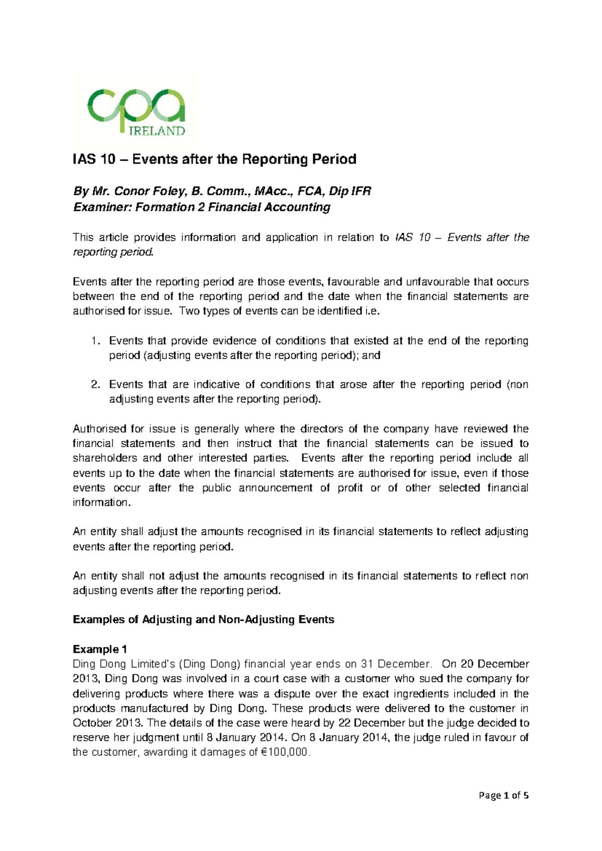 IAS 10: Understanding Events After the Reporting Period - Financial ...